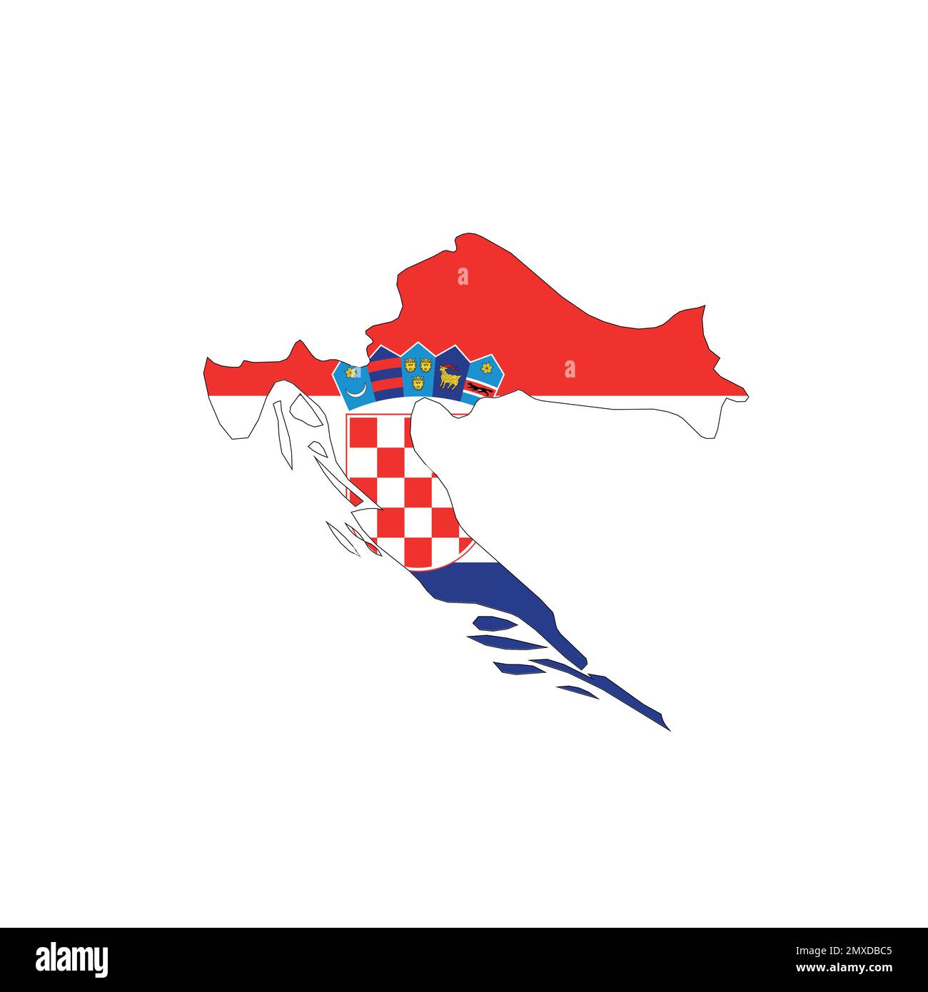 Croatia national flag in a shape of country map Stock Vector Image ...