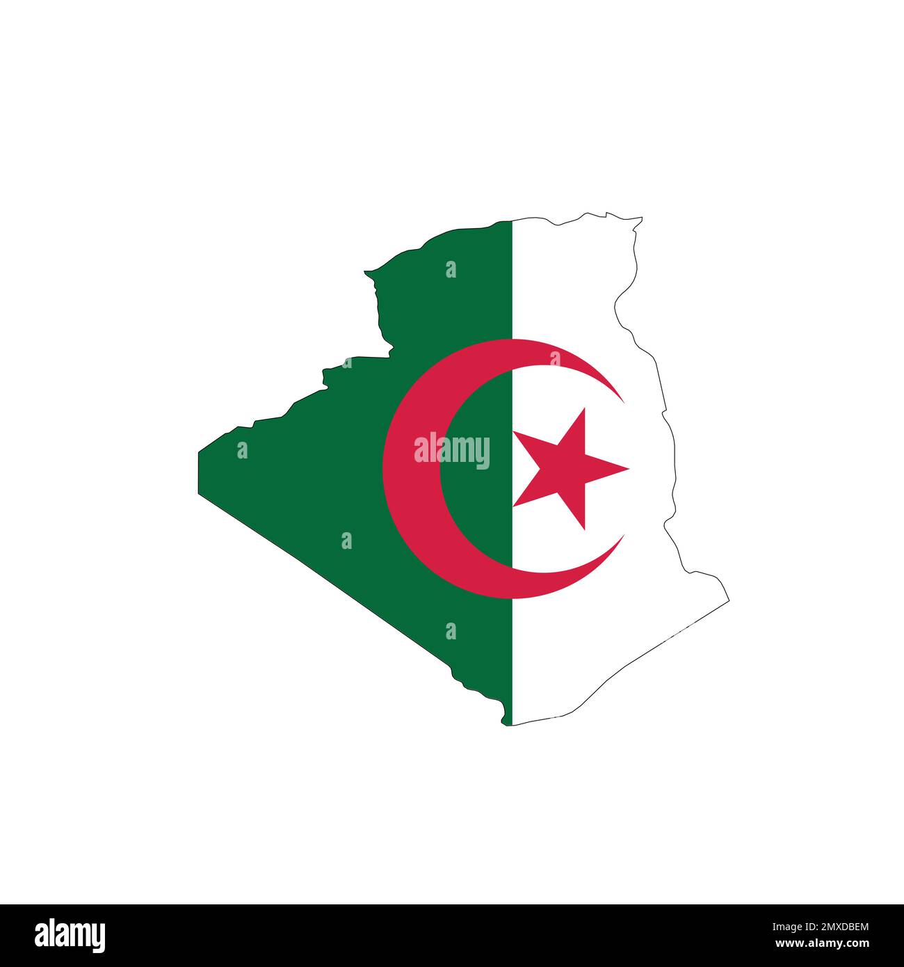 Algeria national flag in a shape of country map Stock Vector Image ...