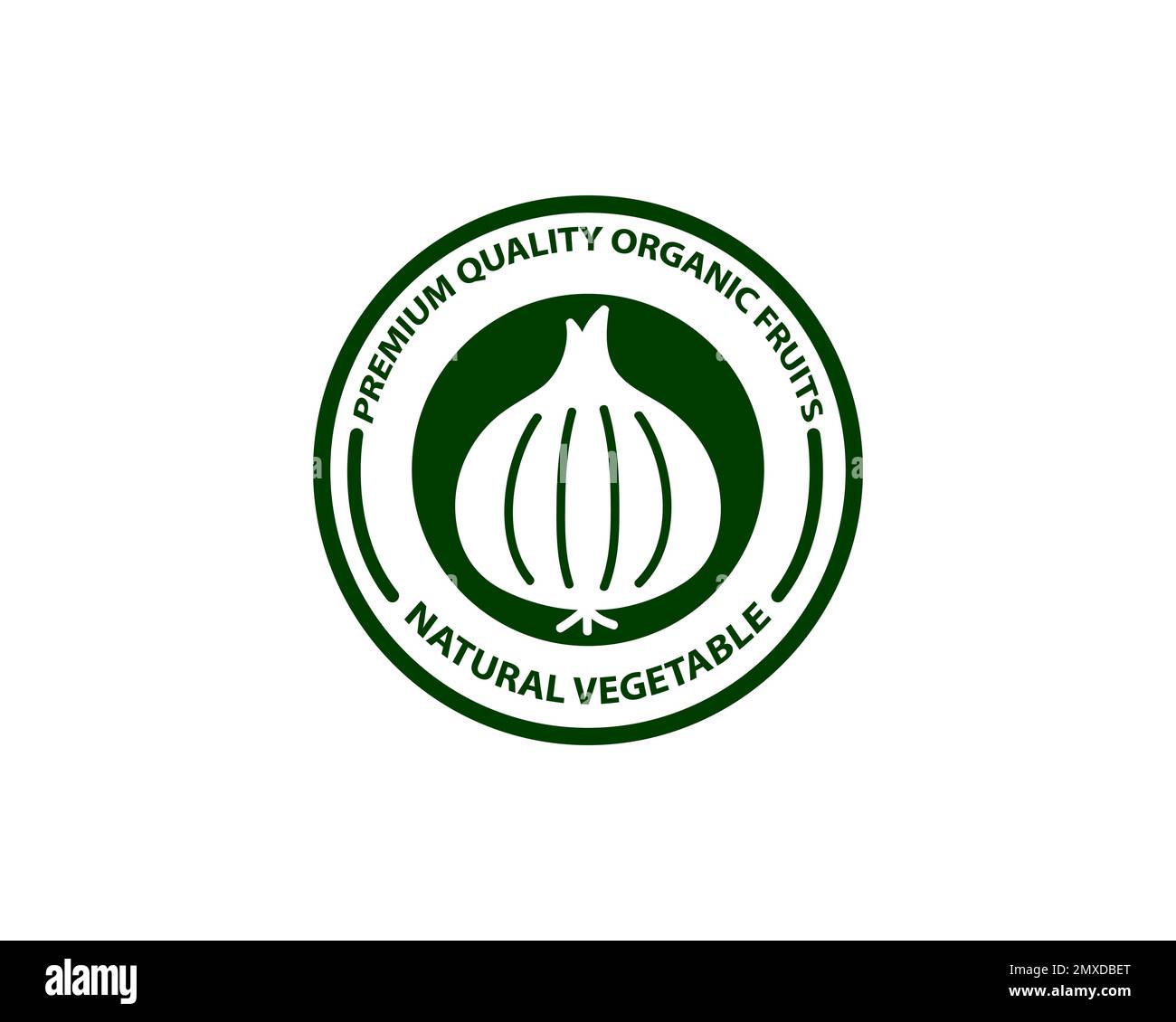 Logo of 100% natural organic product - onion. The sign is suitable for ...