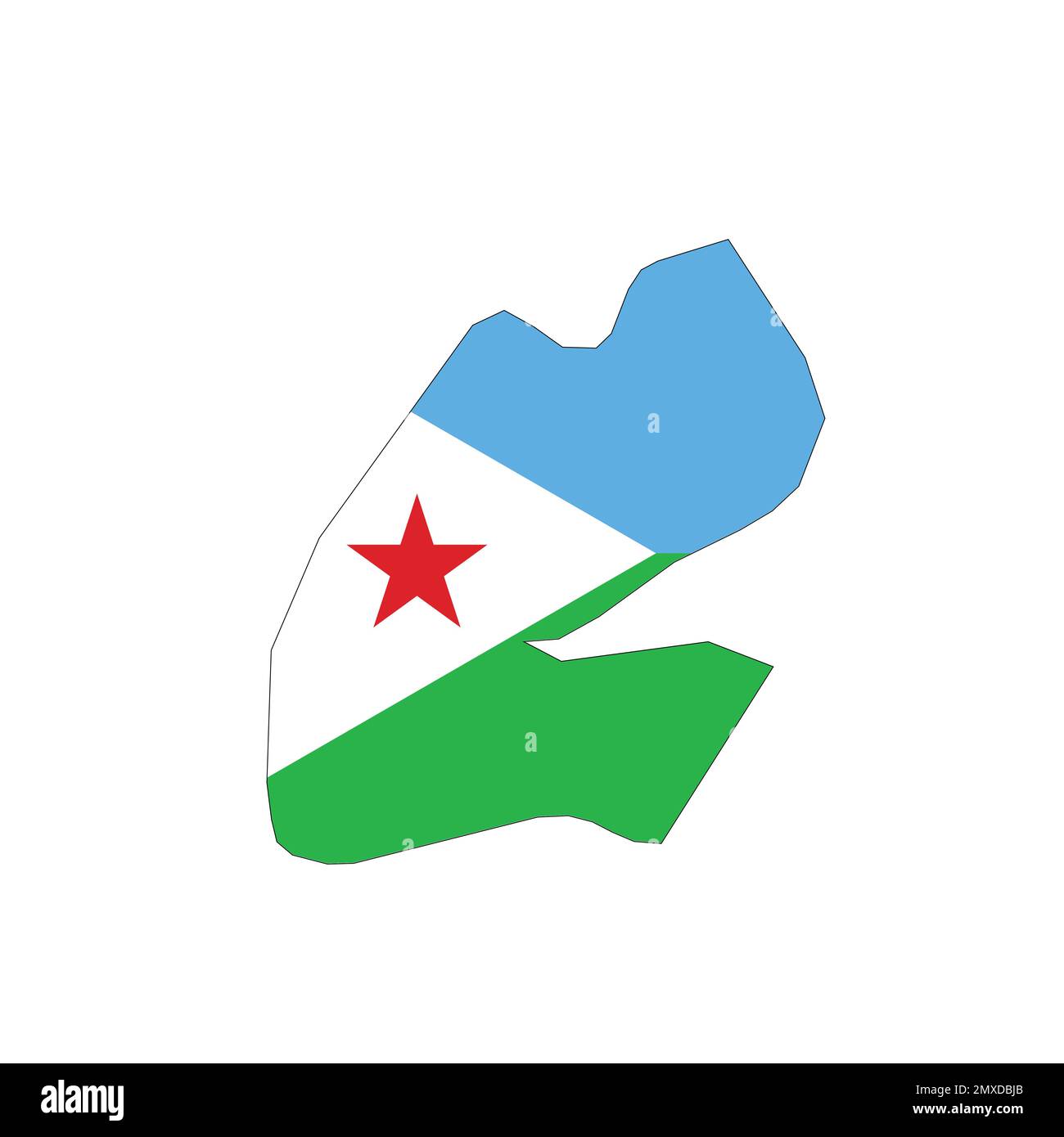 Djibouti national flag in a shape of country map Stock Vector Image ...