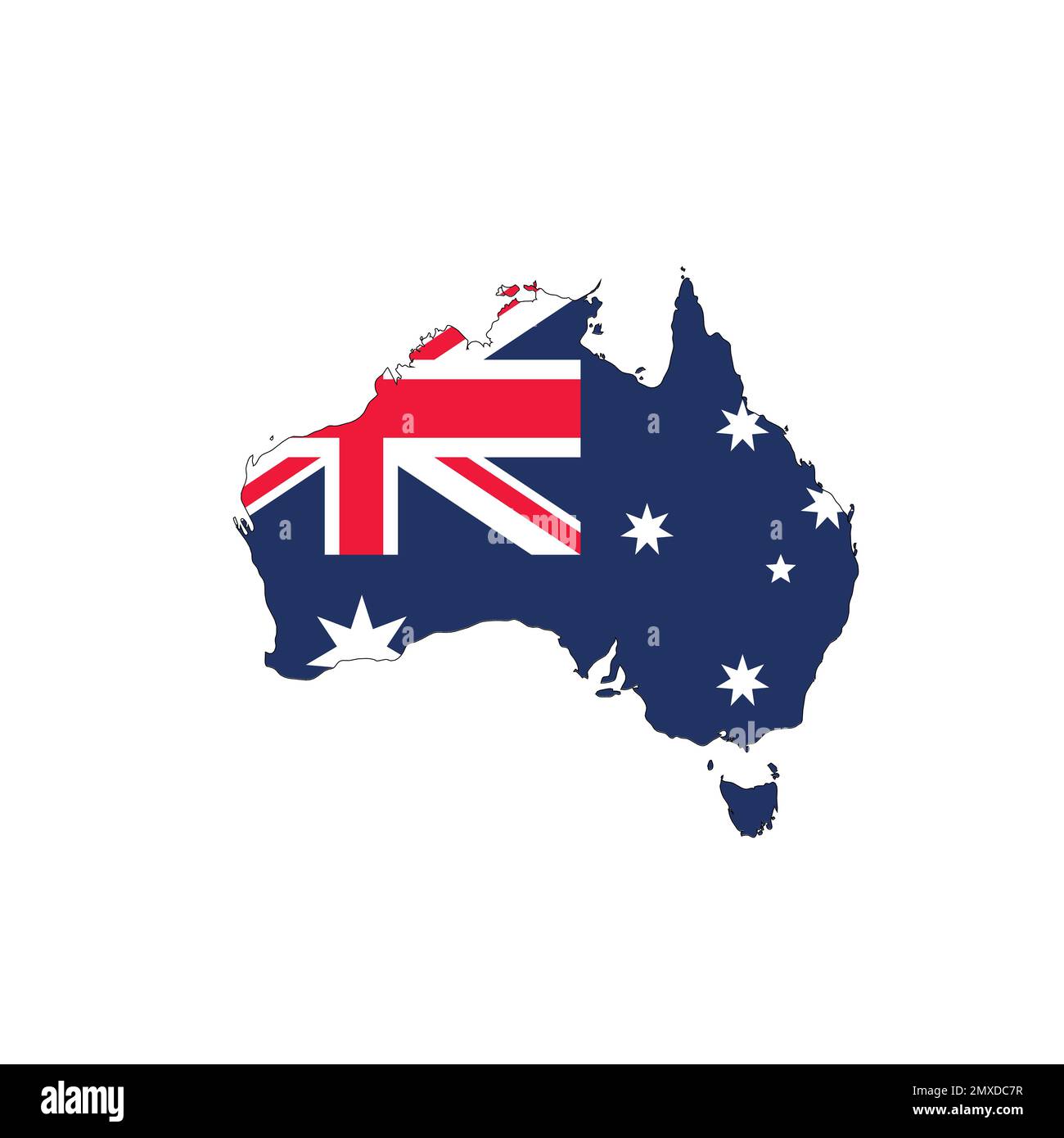 Australia national flag in a shape of country map Stock Vector Image ...