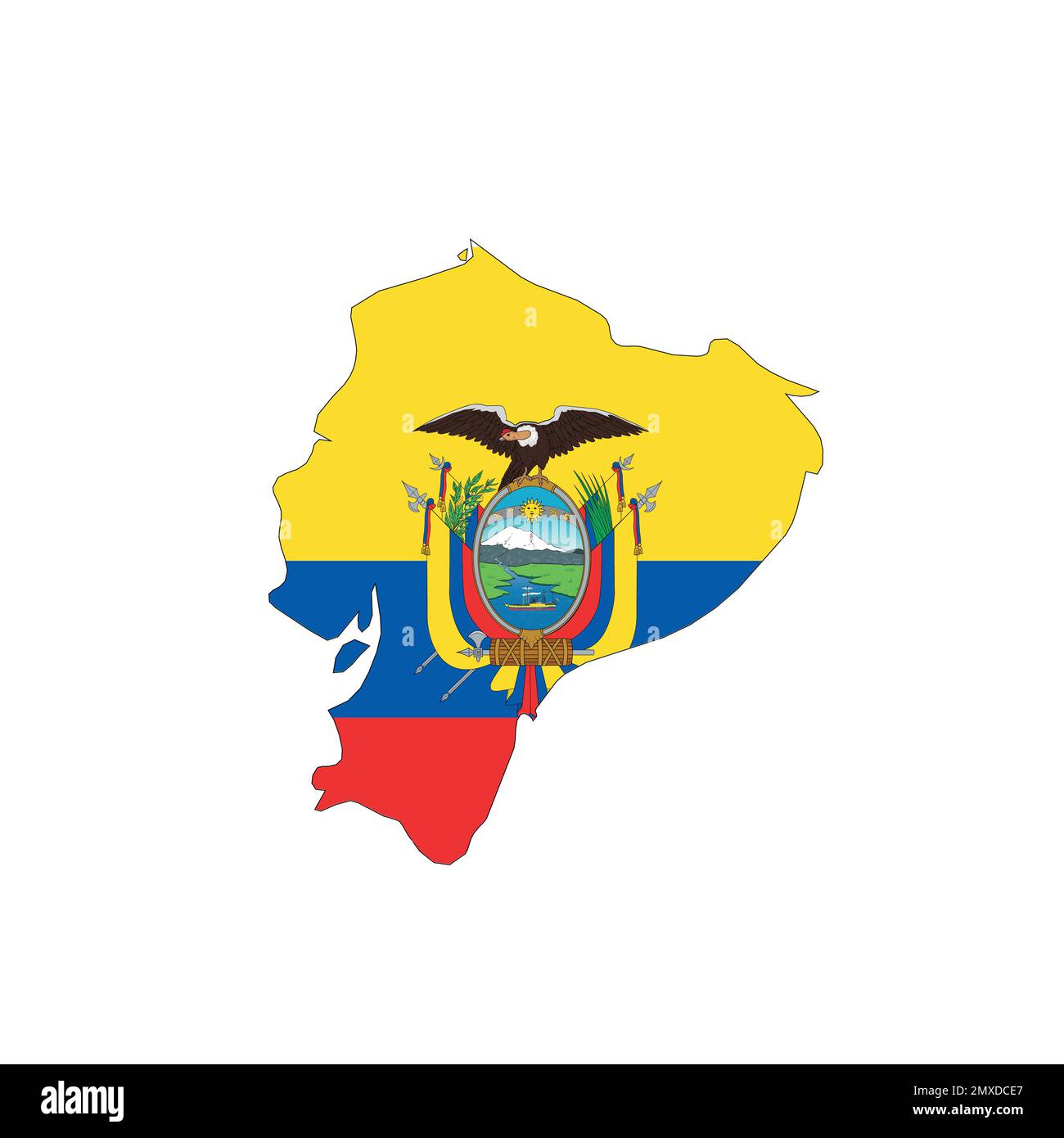 Ecuador national flag in a shape of country map Stock Vector Image ...