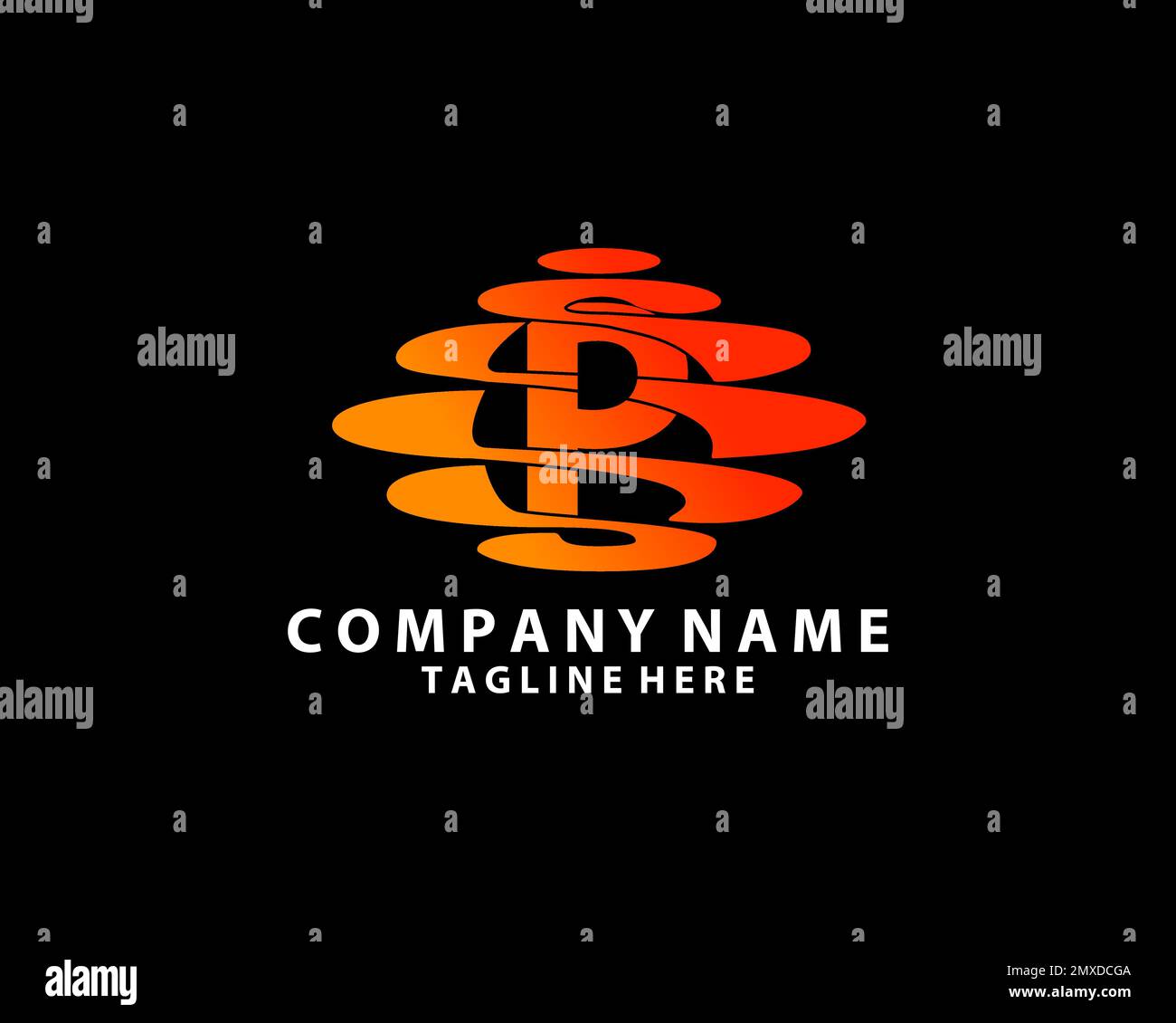 Initial Letter P Swoosh Orbit Logo Designs Vector Orange Colors in ...