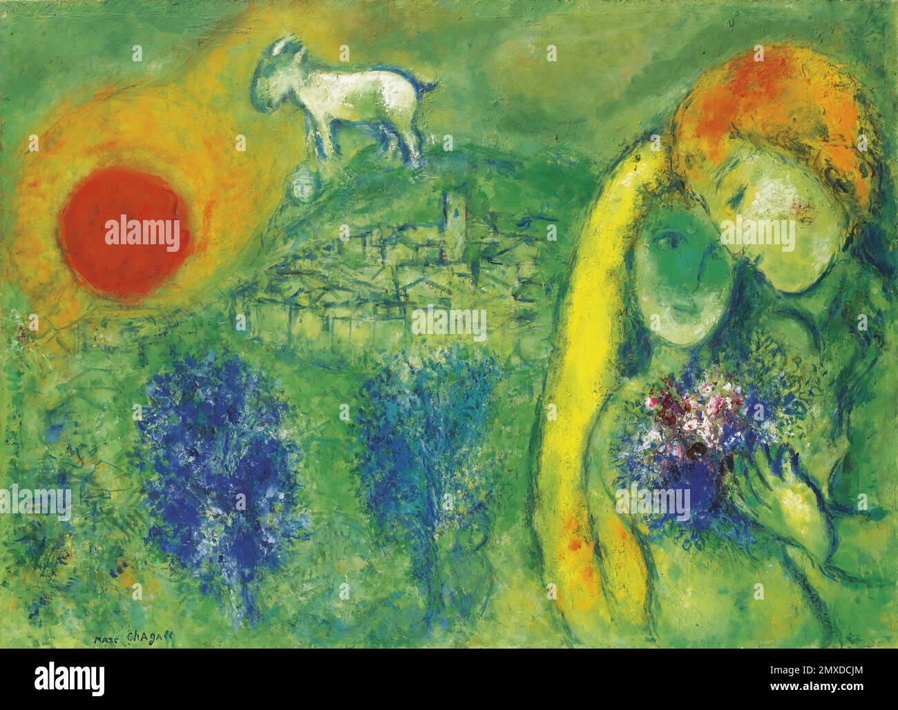 Les amoureux de Vence. Museum: PRIVATE COLLECTION. Author: MARC CHAGALL Stock Photo - Alamy