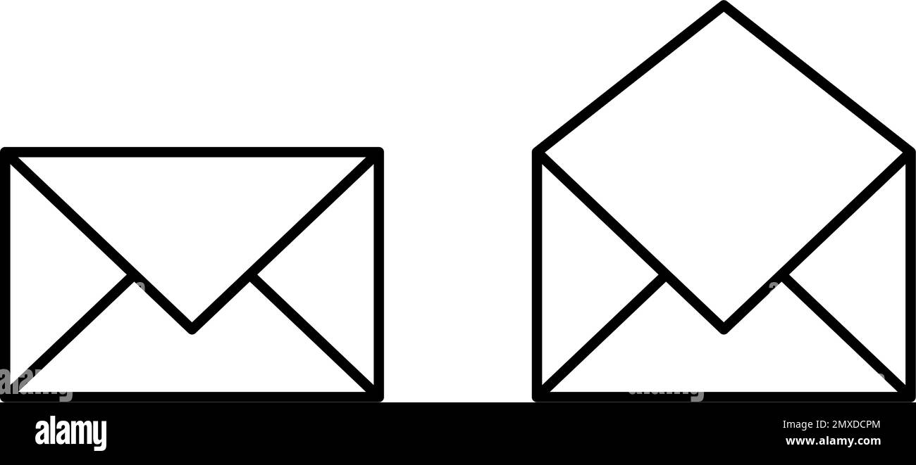 Unopened and opened mail icon set. Letter Set. Editable vector Stock ...