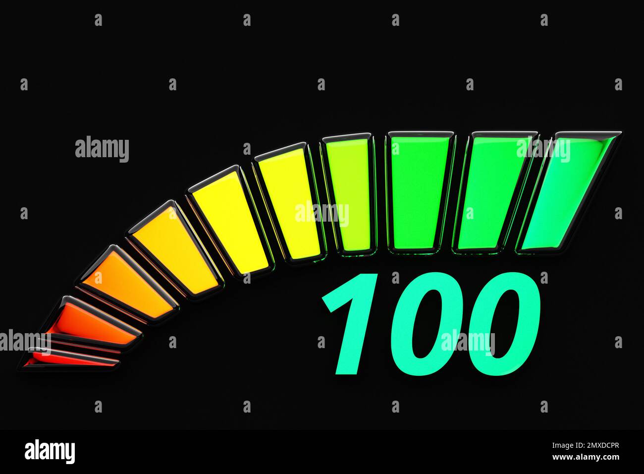 3D illustration of a readiness indicator graph with a pointer to a full ...
