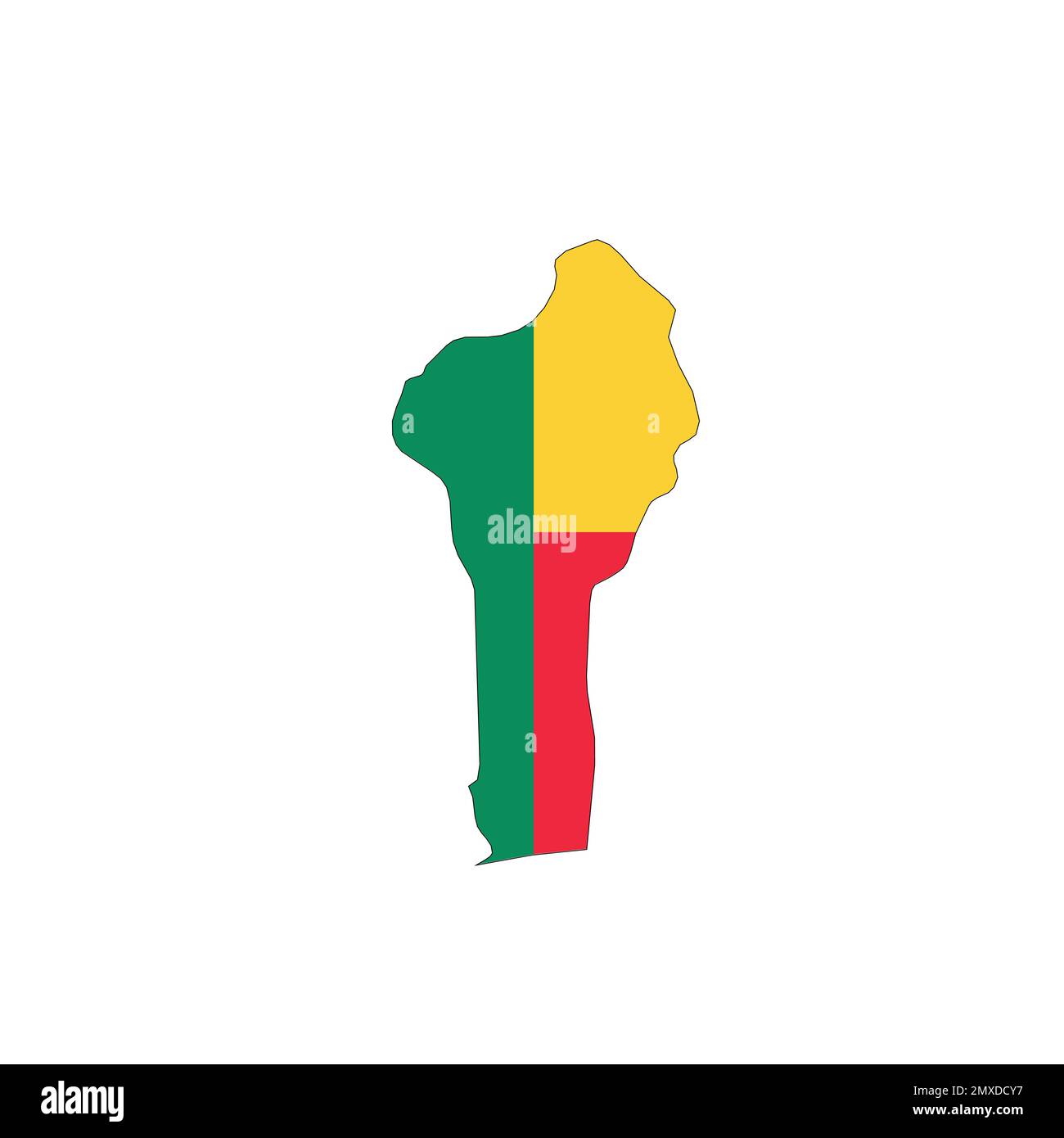 Benin National Flag In A Shape Of Country Map Stock Vector Image And Art