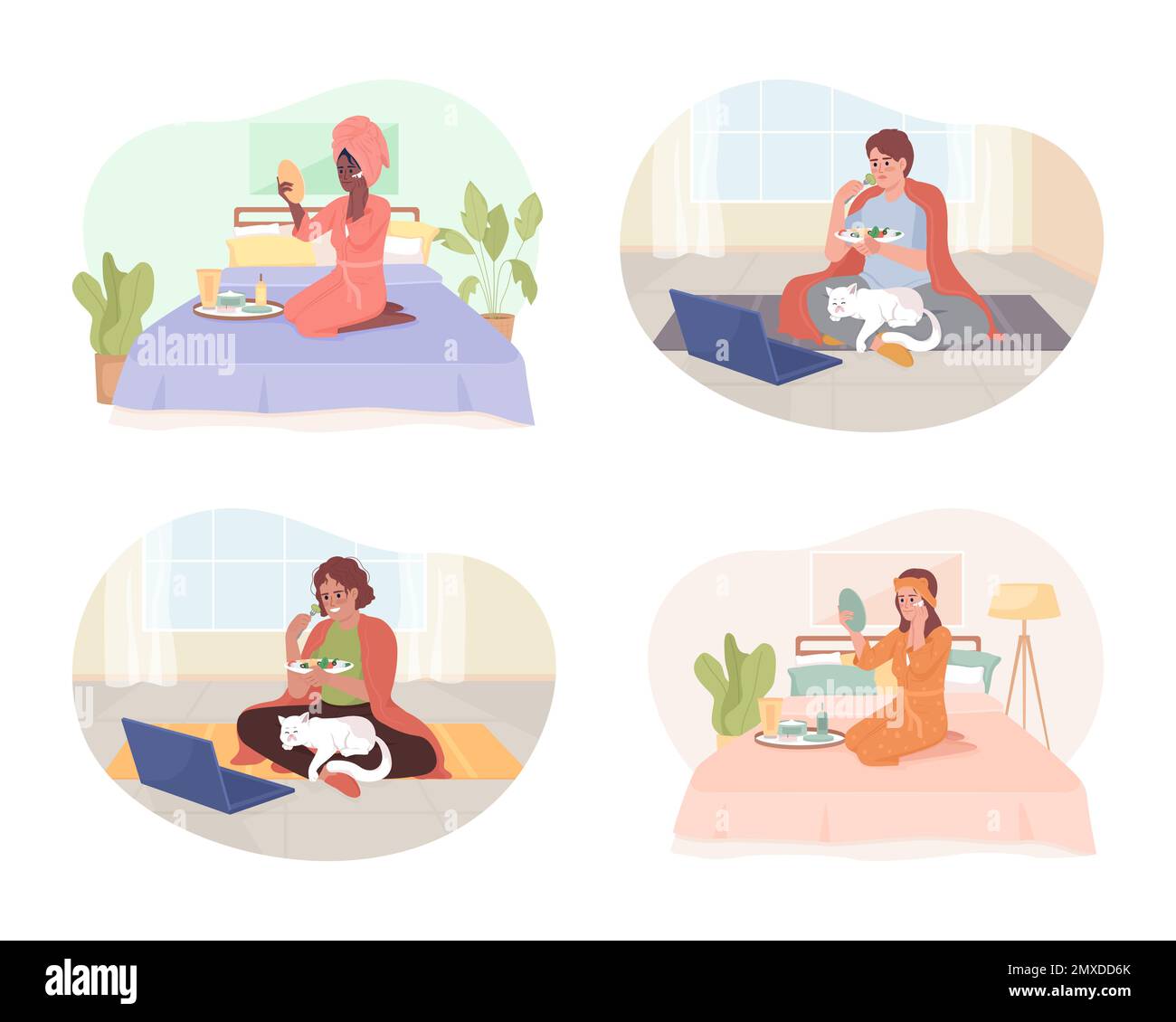 Chilling at home 2D vector isolated illustrations set Stock Vector Image & Art - Alamy