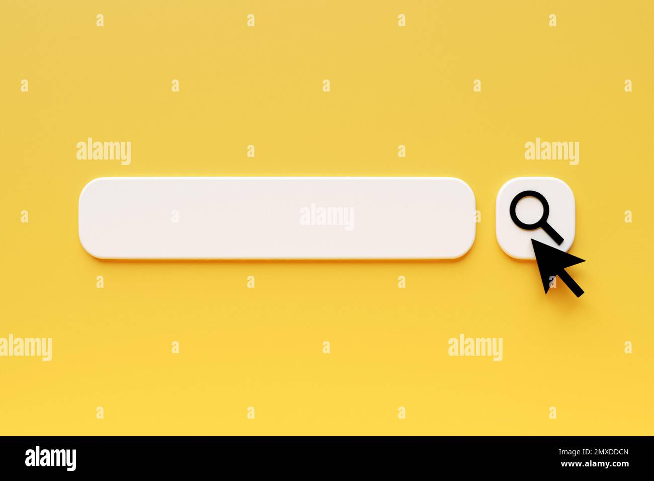 3D illustration, Search bar design element on a yellow background ...