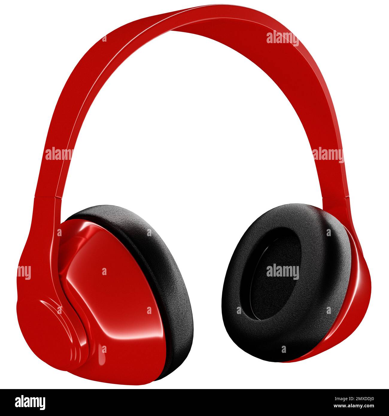 Red classic headphones isolated 3d rendaring. Headphone icon ...