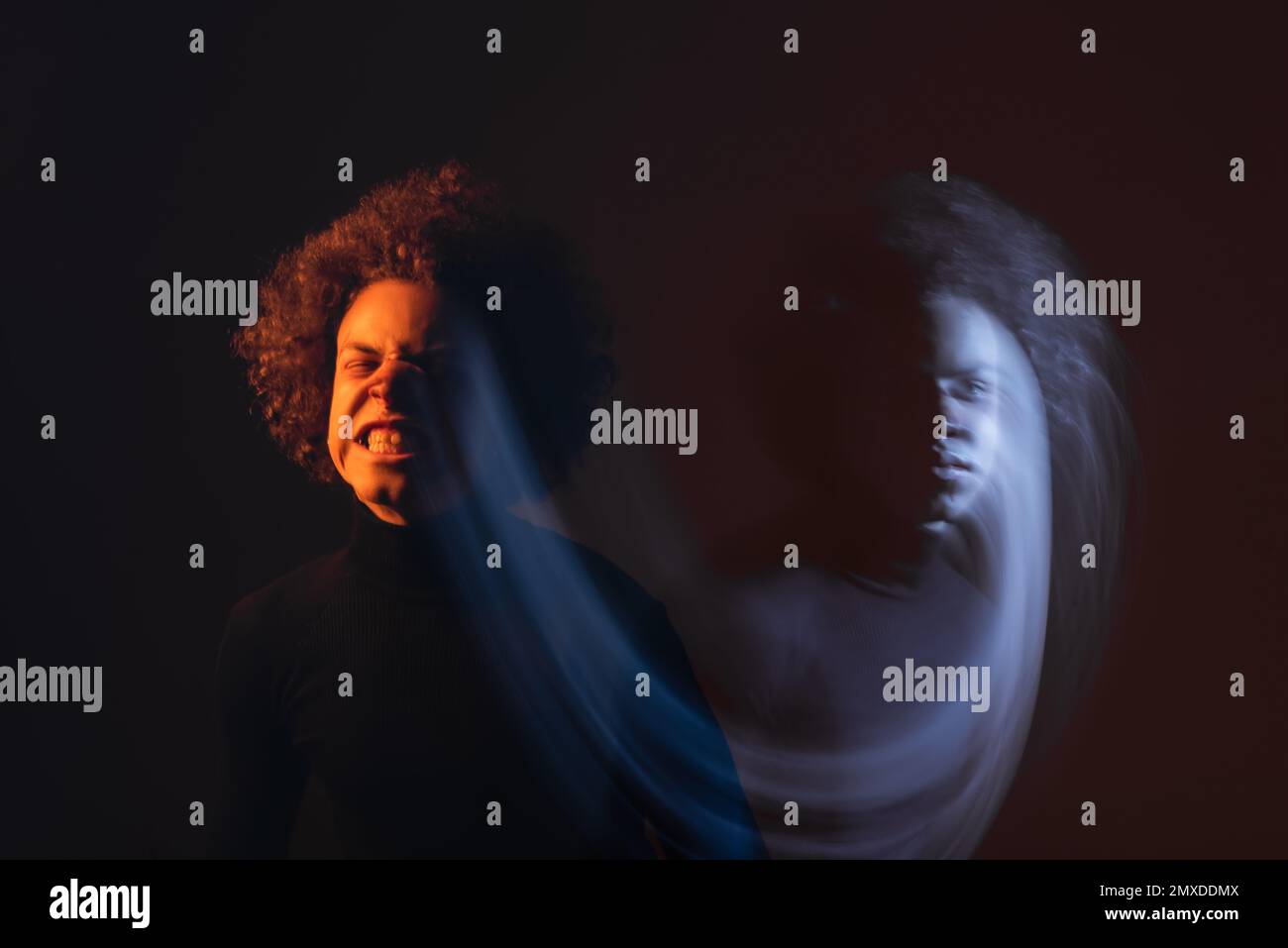 double exposure of african american man with bipolar disorder and ...