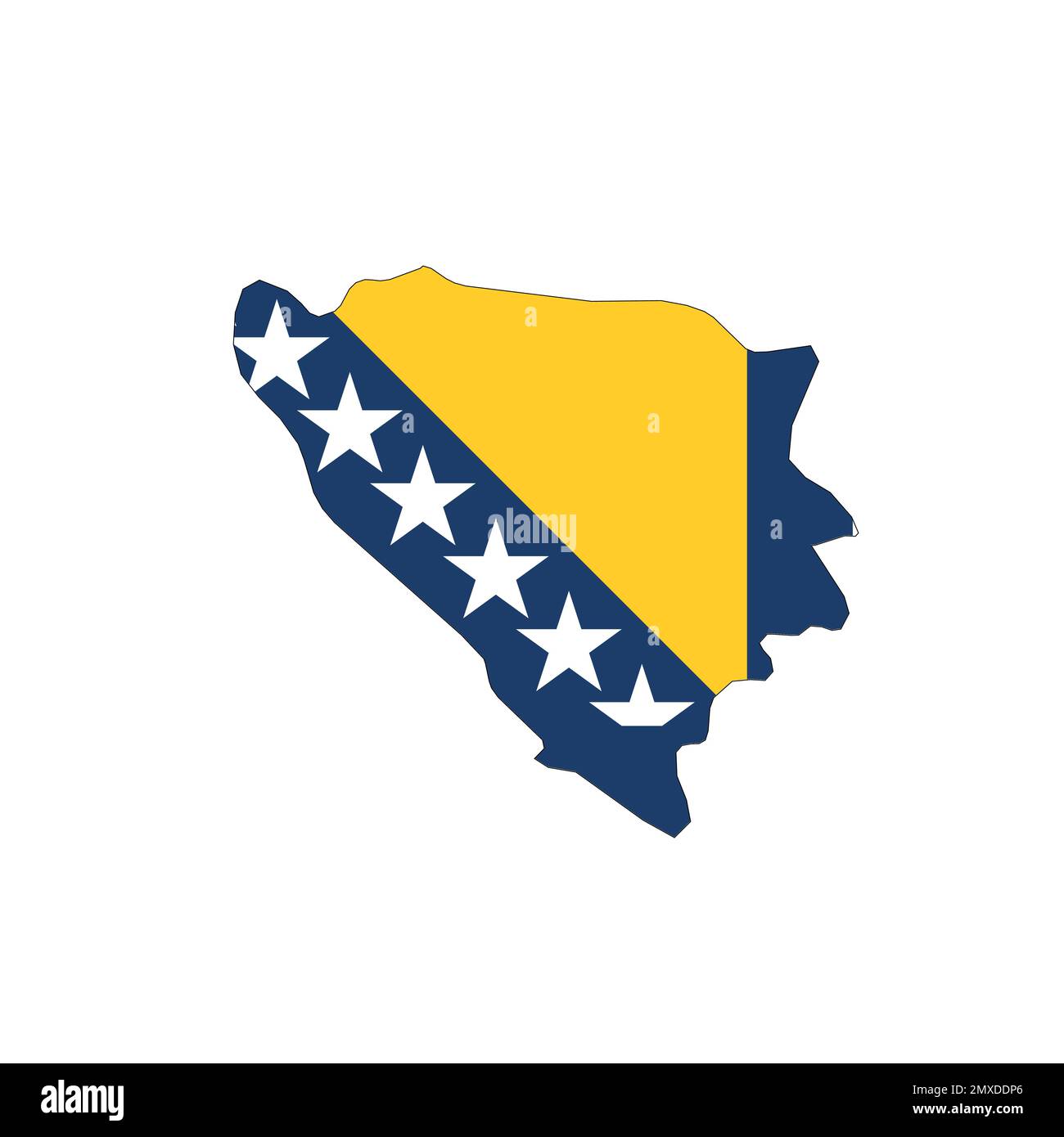 Bosnia and Herzegovina national flag in a shape of country map Stock ...