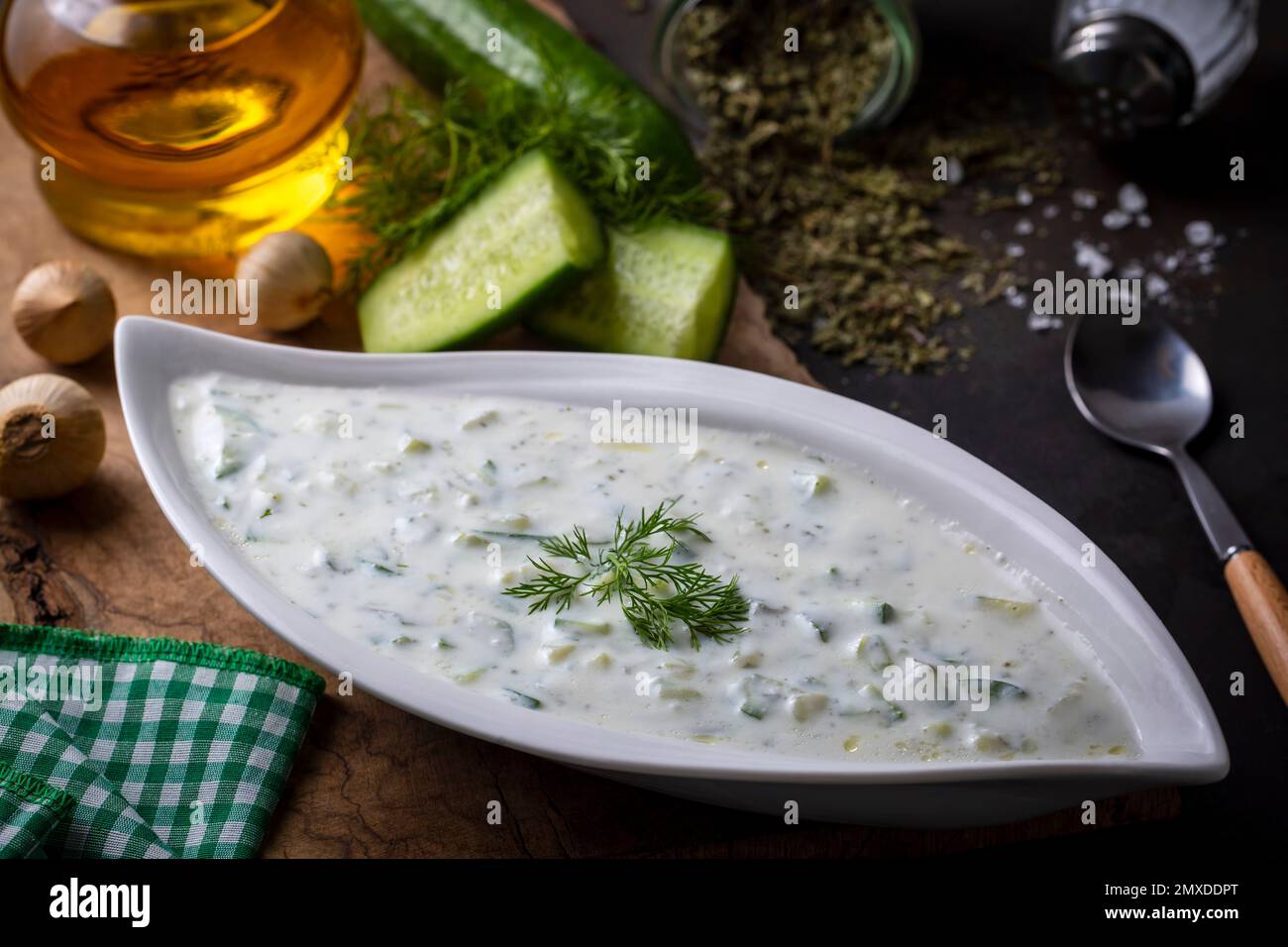Traditional delicious appetizer; tzatziki (Turkish name; cacik Stock ...