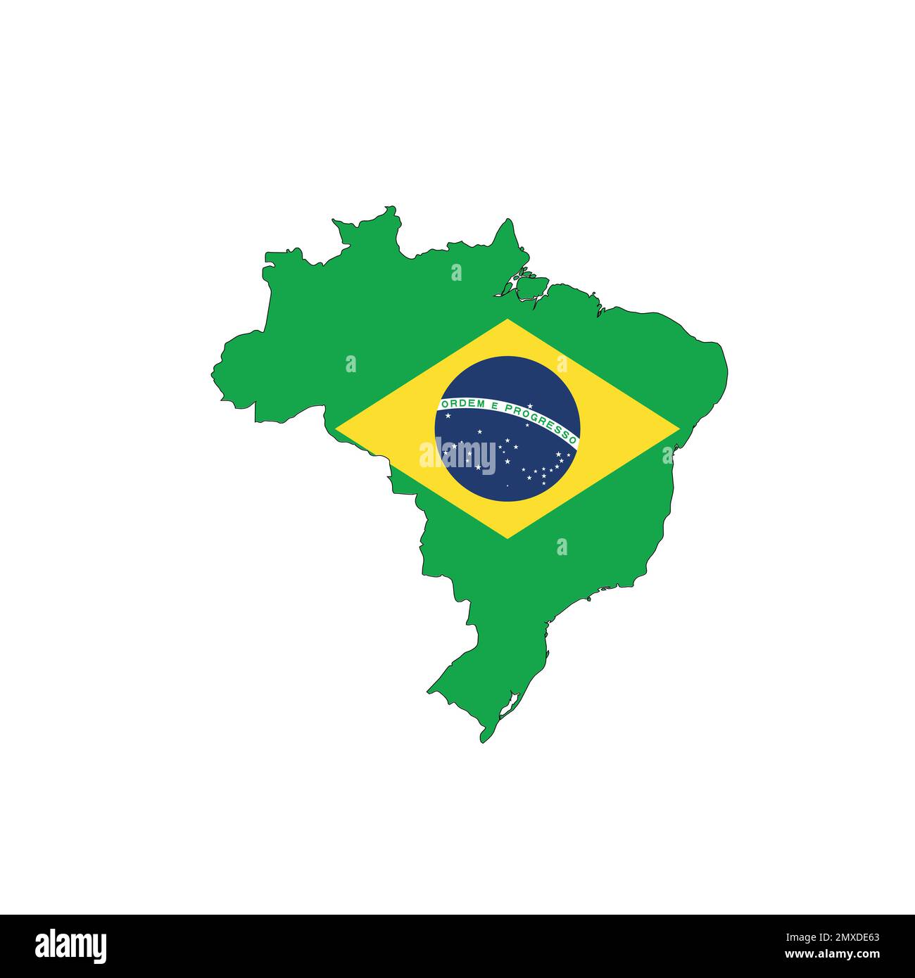 Brazil national flag in a shape of country map Stock Vector Image & Art ...