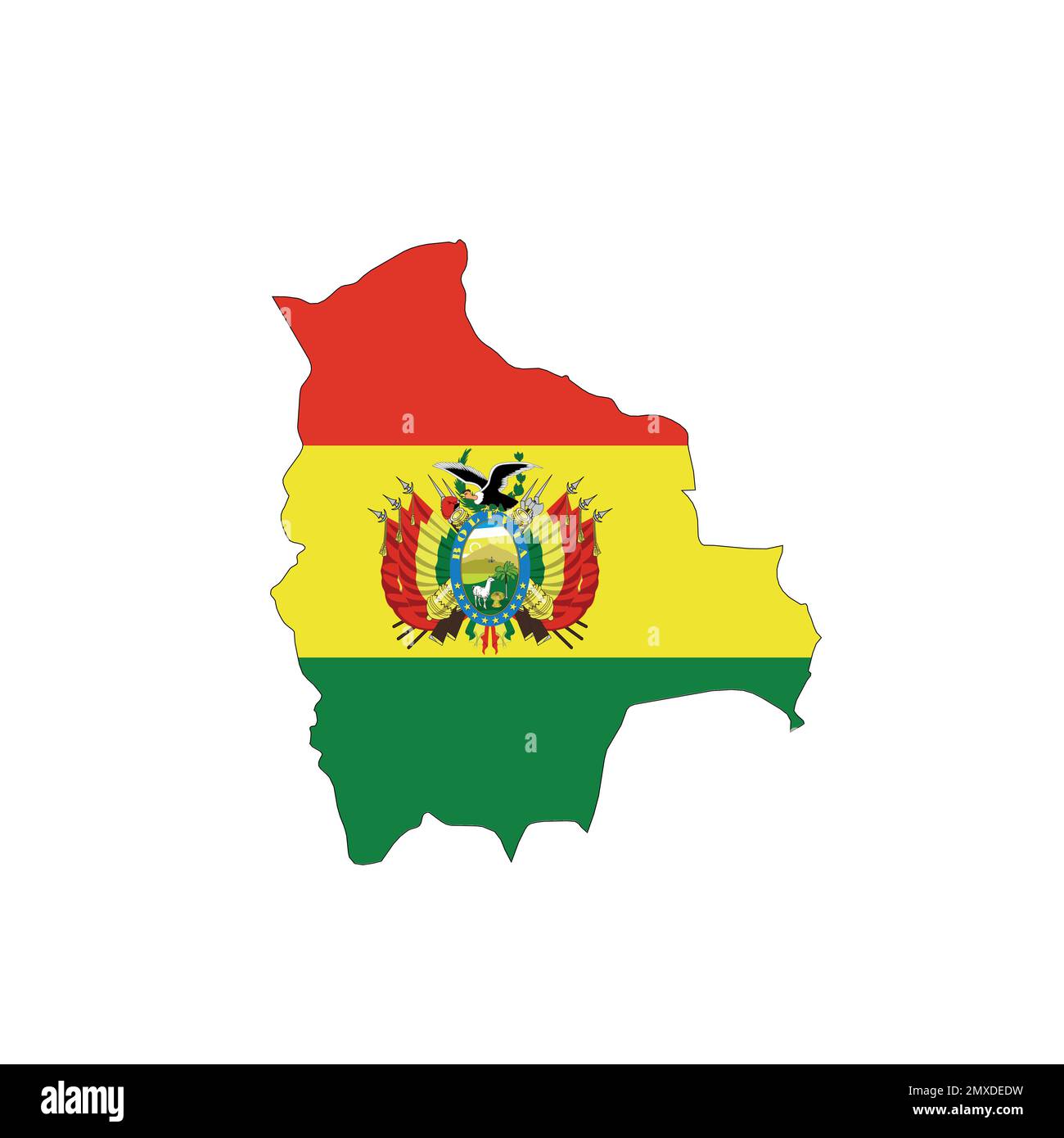 Bolivia national flag in a shape of country map Stock Vector Image ...