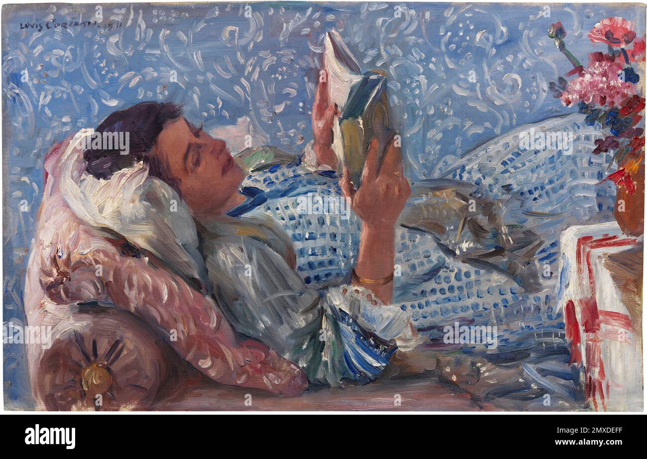 Reading woman. Museum: PRIVATE COLLECTION. Author: LOVIS CORINTH Stock ...