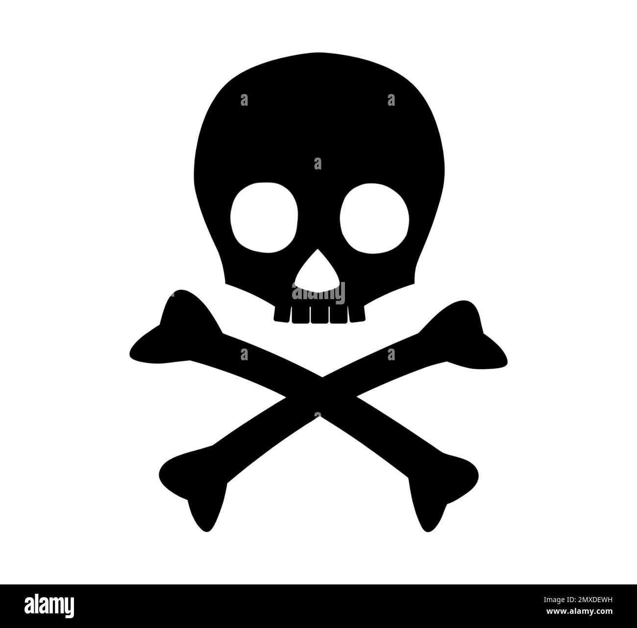 Skull and crossbones illustration on white background as warning symbol ...