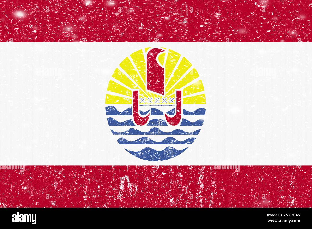 New concept French Polynesia flag White messy wall stucco texture background, French Polynesia ...