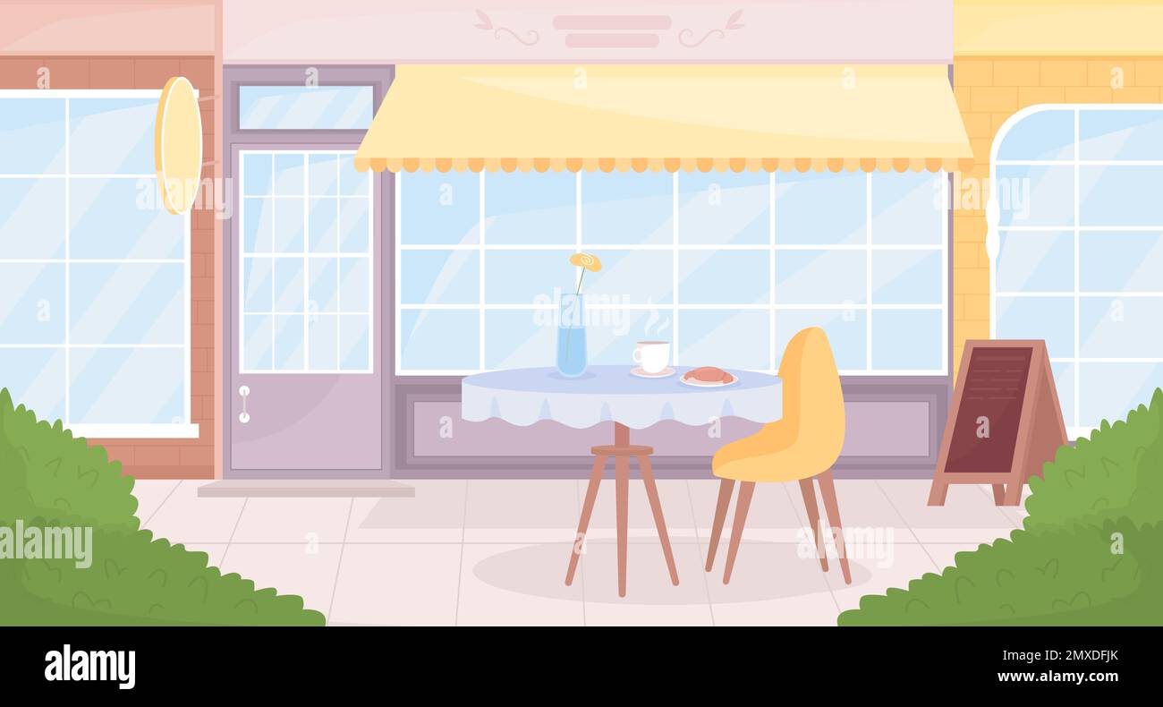 Empty outdoor cafe scene Stock Vector Images - Alamy
