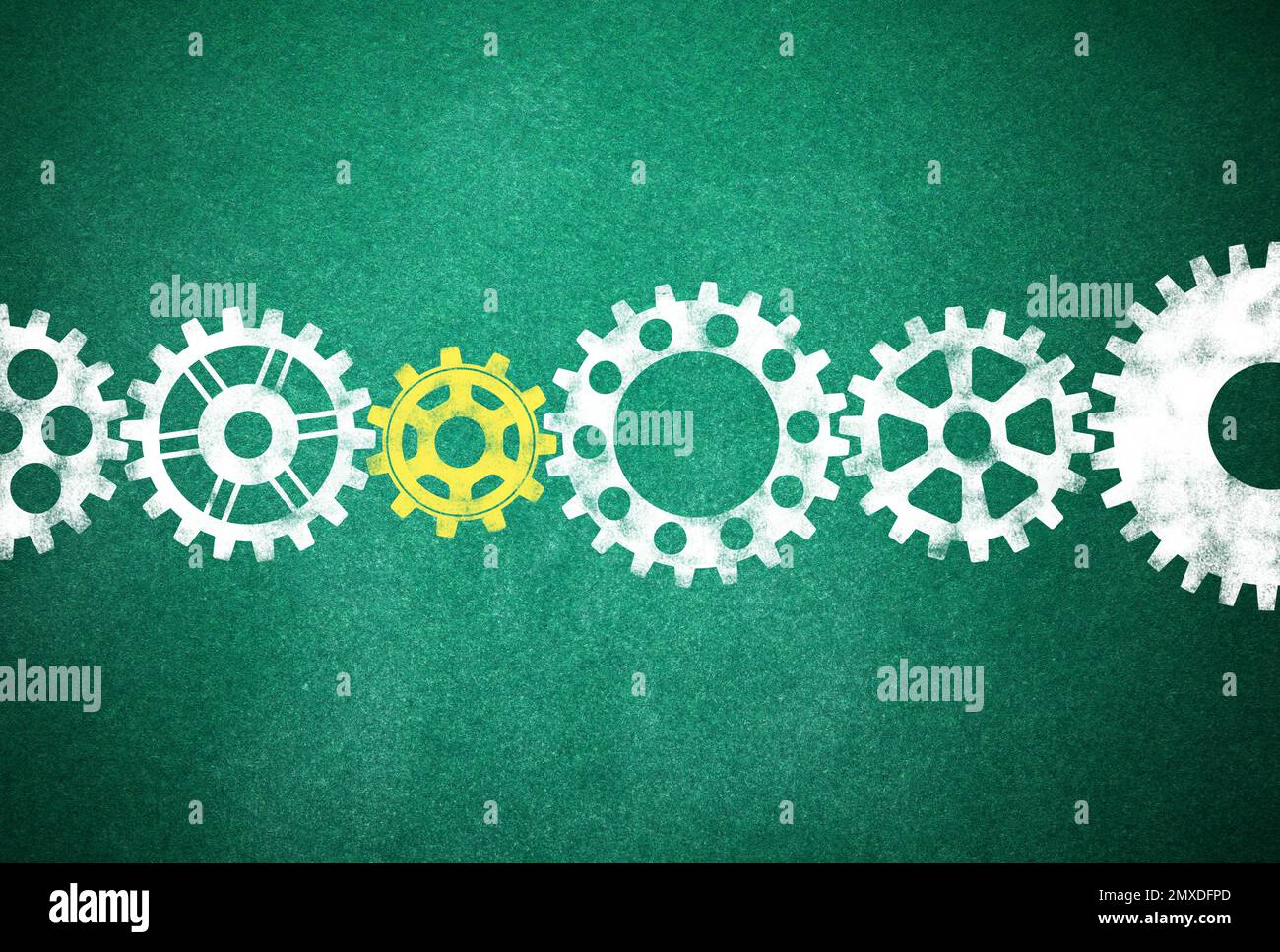 Drawing of gear mechanism on chalkboard. Illustration Stock Photo - Alamy