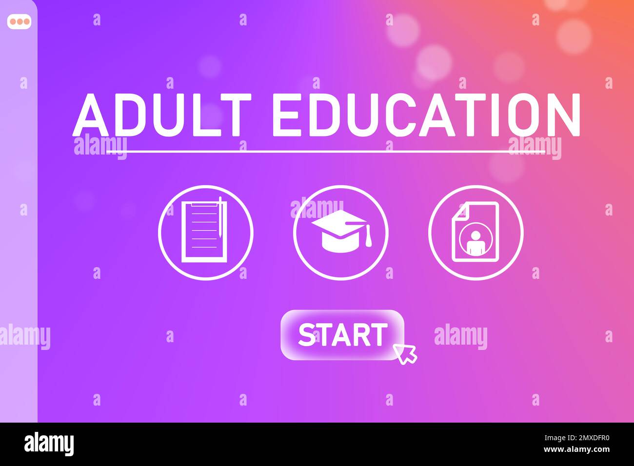 Adult education. Interface of website or application for online learning Stock Photo - Alamy