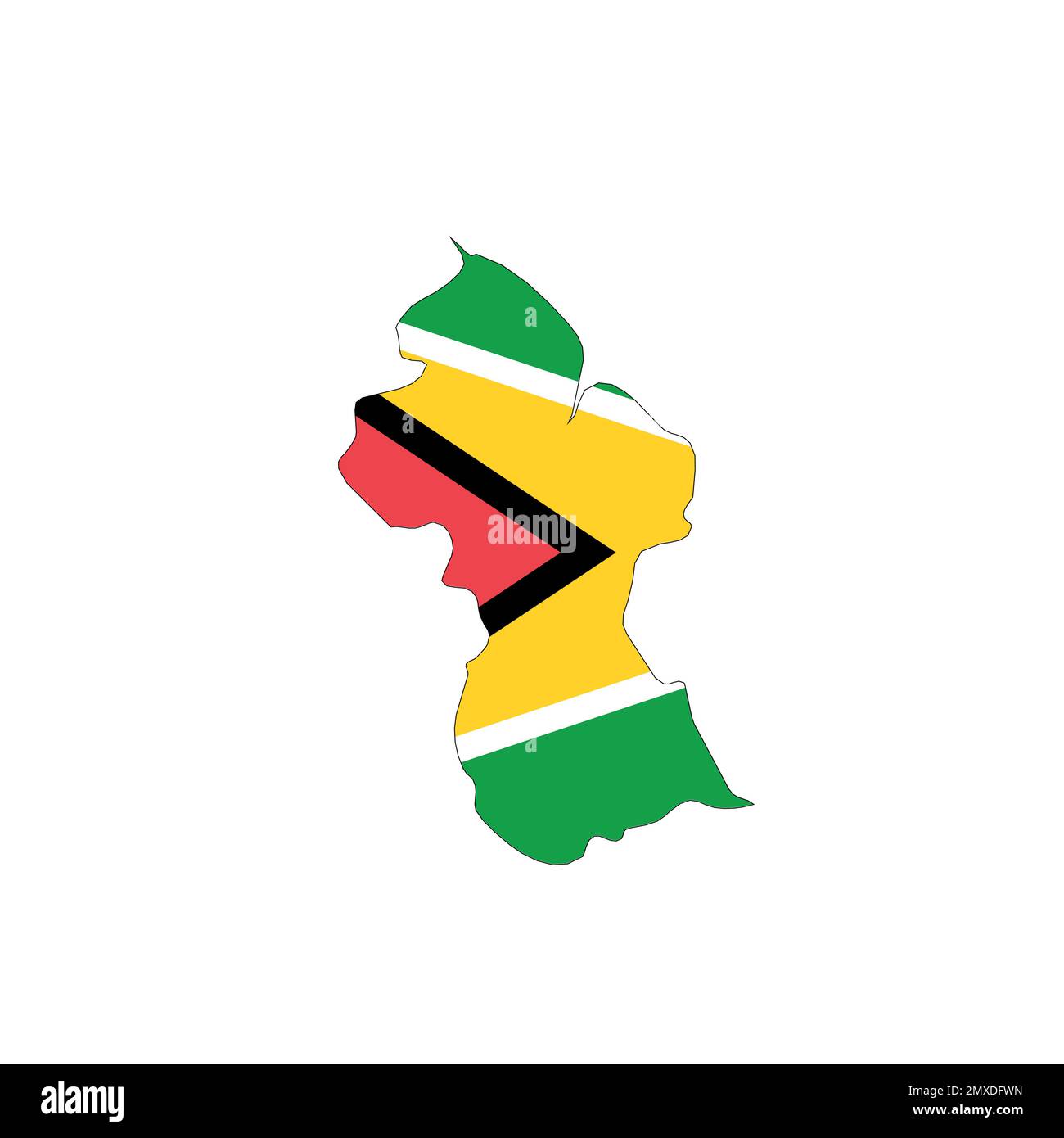 Guyana national flag in a shape of country map Stock Vector Image & Art - Alamy