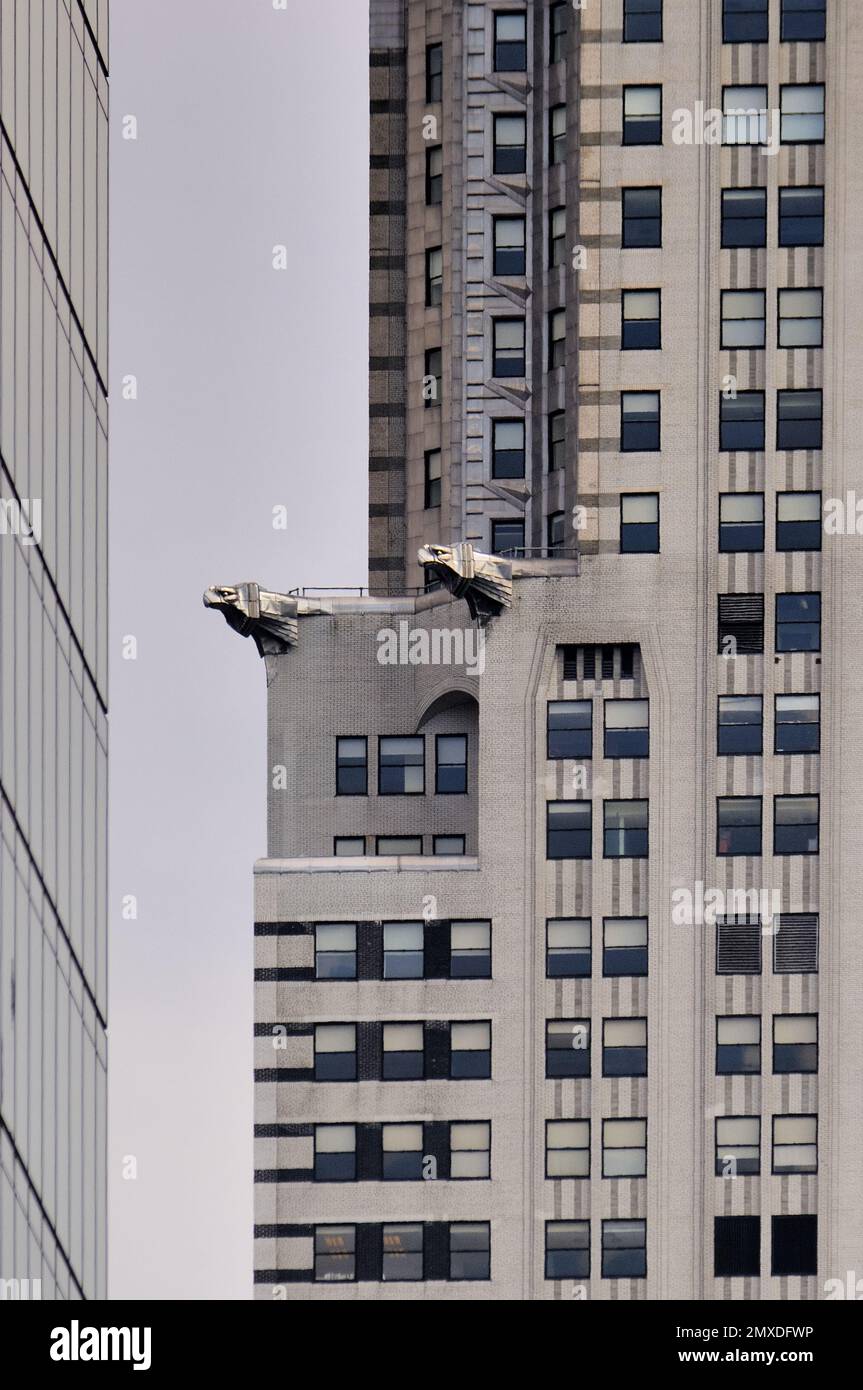 Close-up of the Chrysler Building's intricate Art Deco facade ...