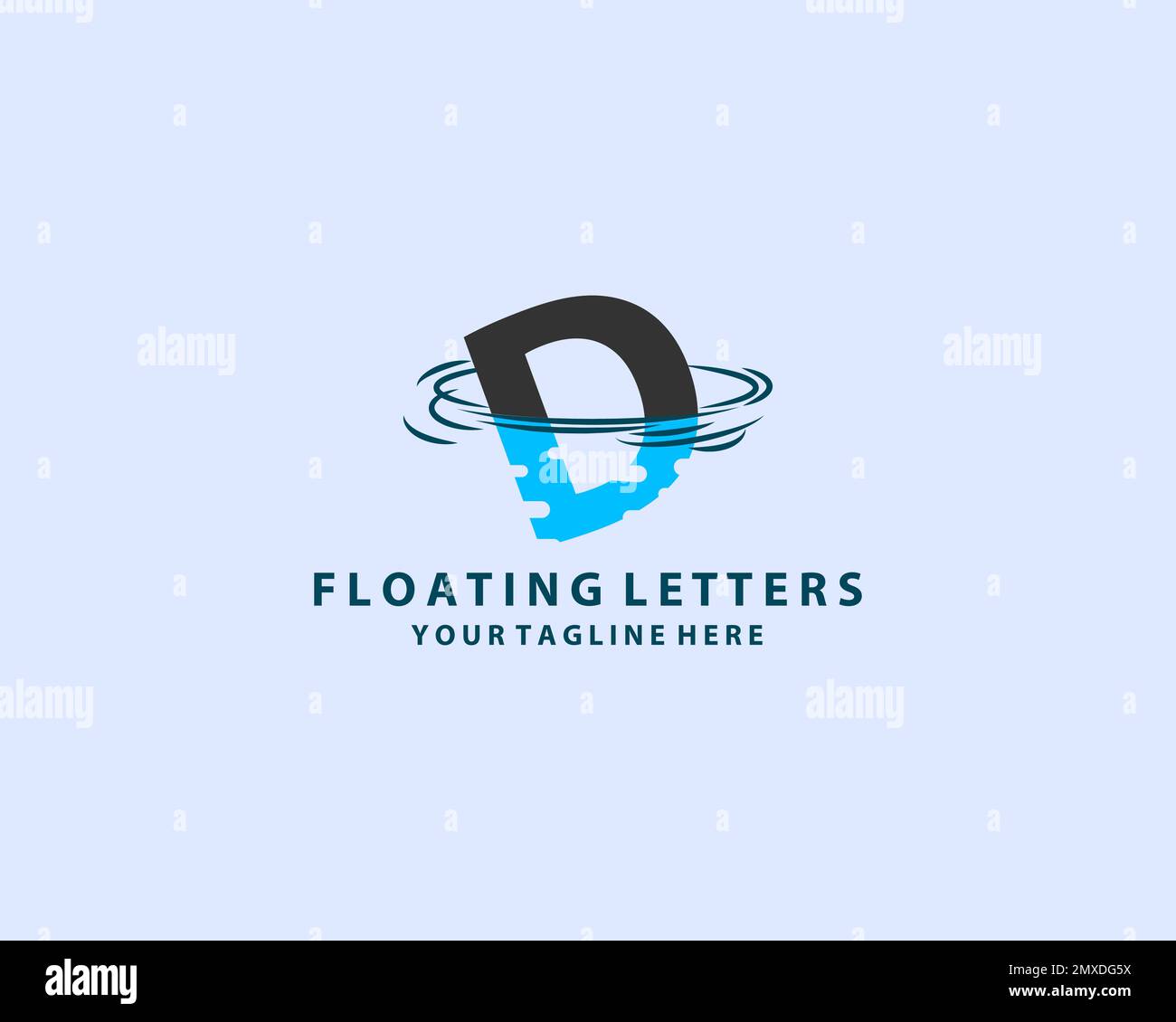 Letter D initial reflection in water logo design sea river lake brand ...