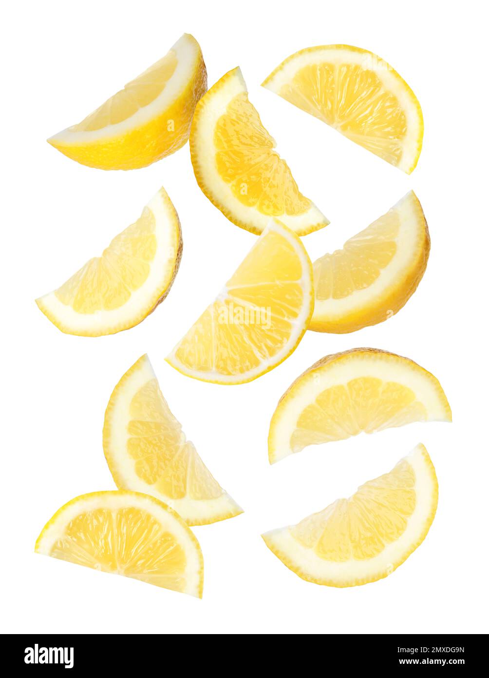 Set of falling delicious lemons on white background Stock Photo - Alamy