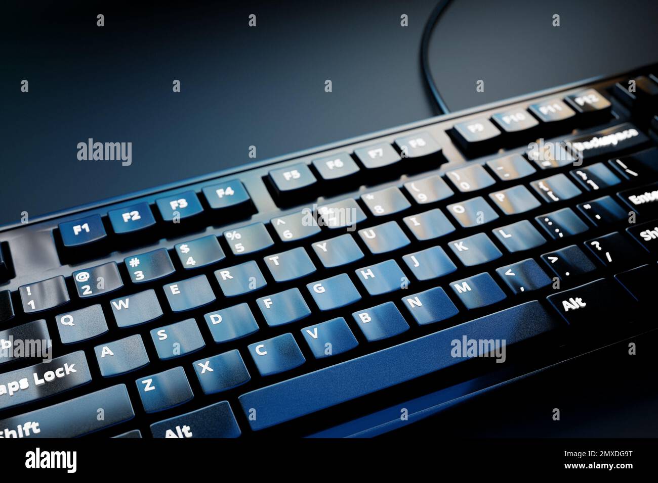 3d illustration, close up of the realistic computer or laptop keyboard ...