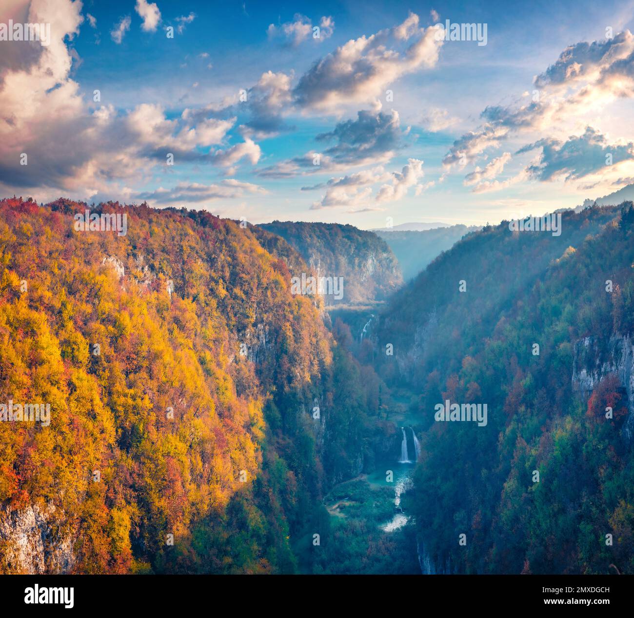 Aerial landscape photography. Incredible morning view of pure water ...