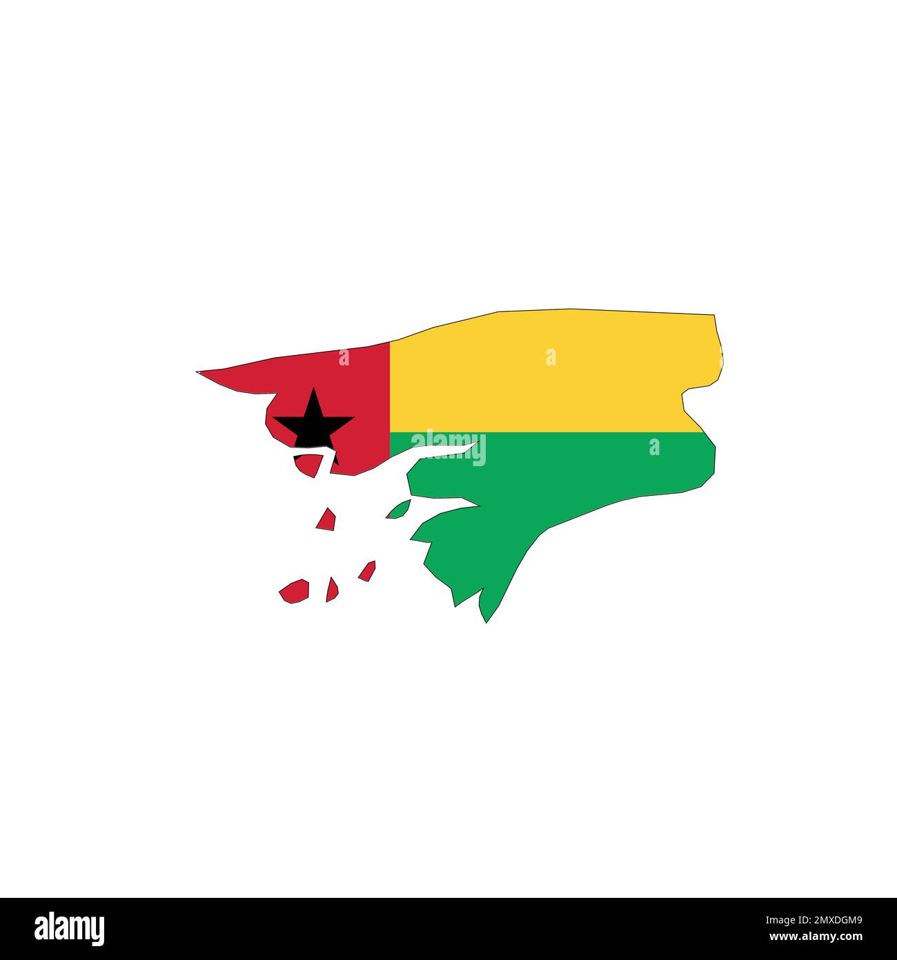 Guinea-Bissau national flag in a shape of country map Stock Vector ...