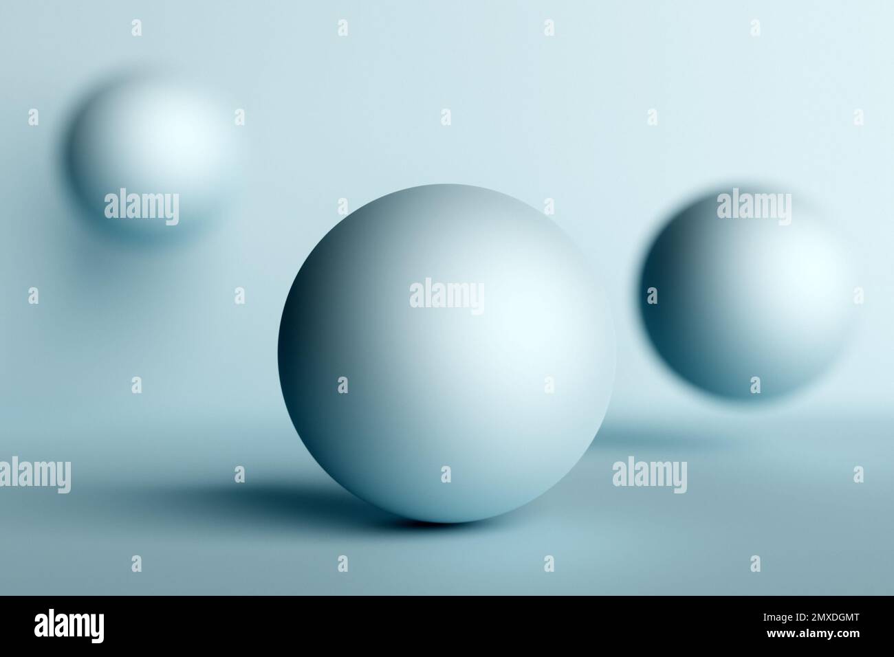 3D rendering. White inflatable balls. Close-up of geometric figure ...