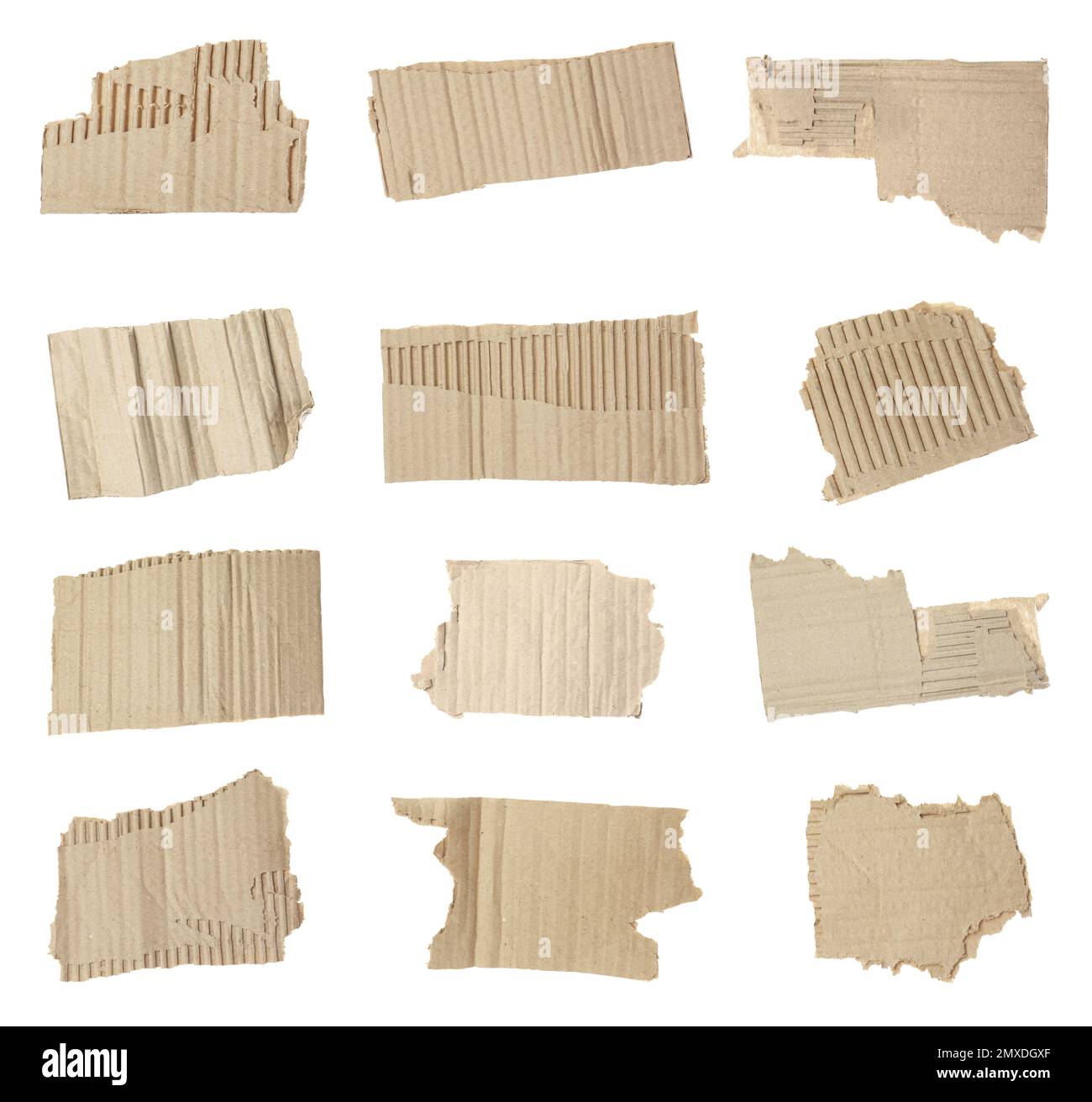 Set of torn cardboard pieces on white background Stock Photo - Alamy