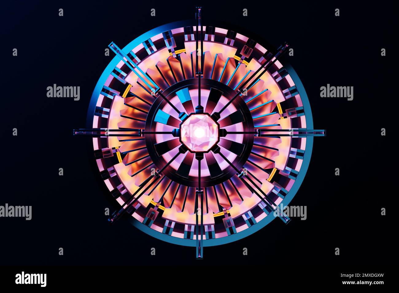 Part of rocket on the turbine on black background, 3d illustration ...