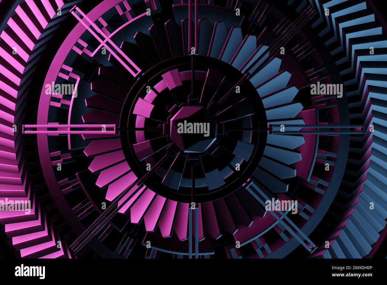 Part of rocket on the turbine, 3d illustration.futuristic part of a ...