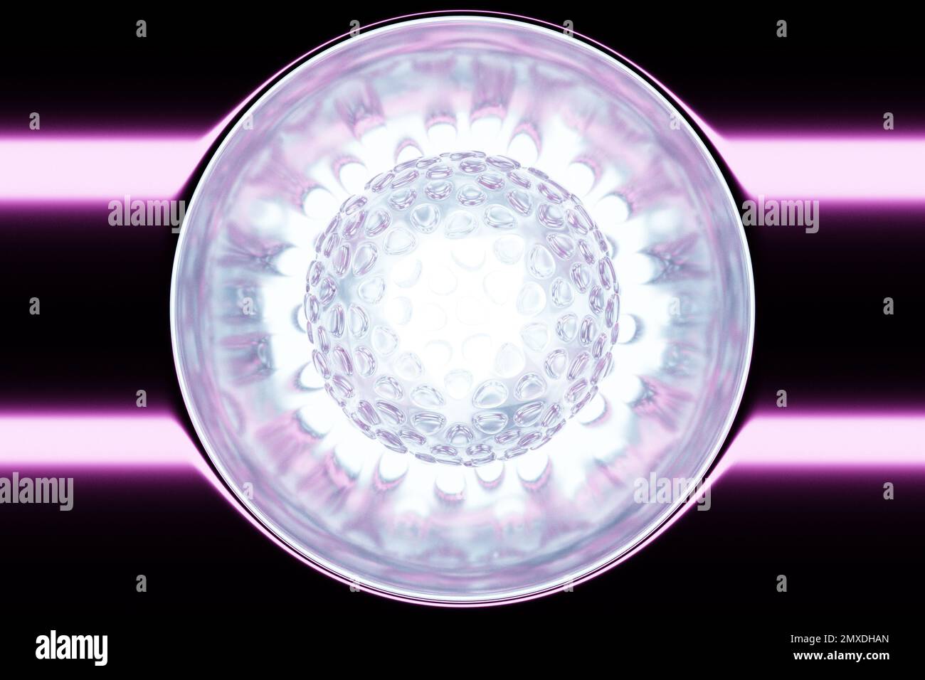 3D illustration of a pink lighting ball with many faces, crystals ...