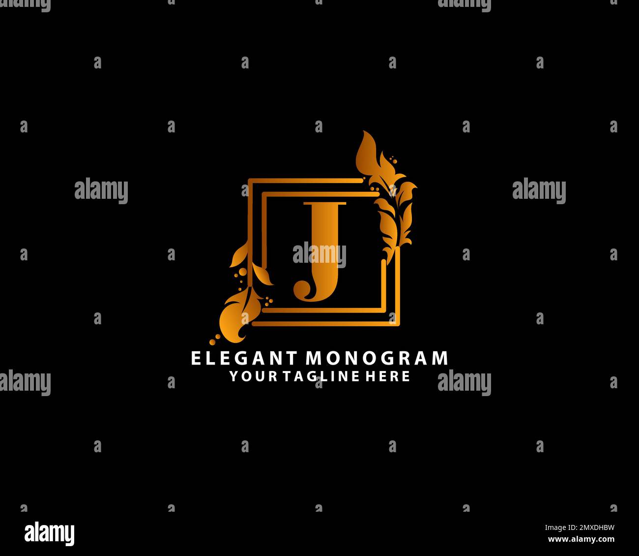 Elegant J Luxury Logo Icon, Vintage Negative Space Gold J Letter Logo ...