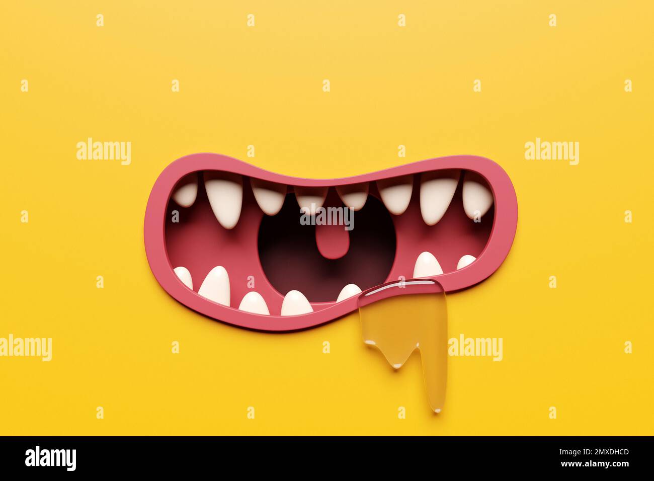3d illustration of a monster mouths. Funny facial expression, open ...