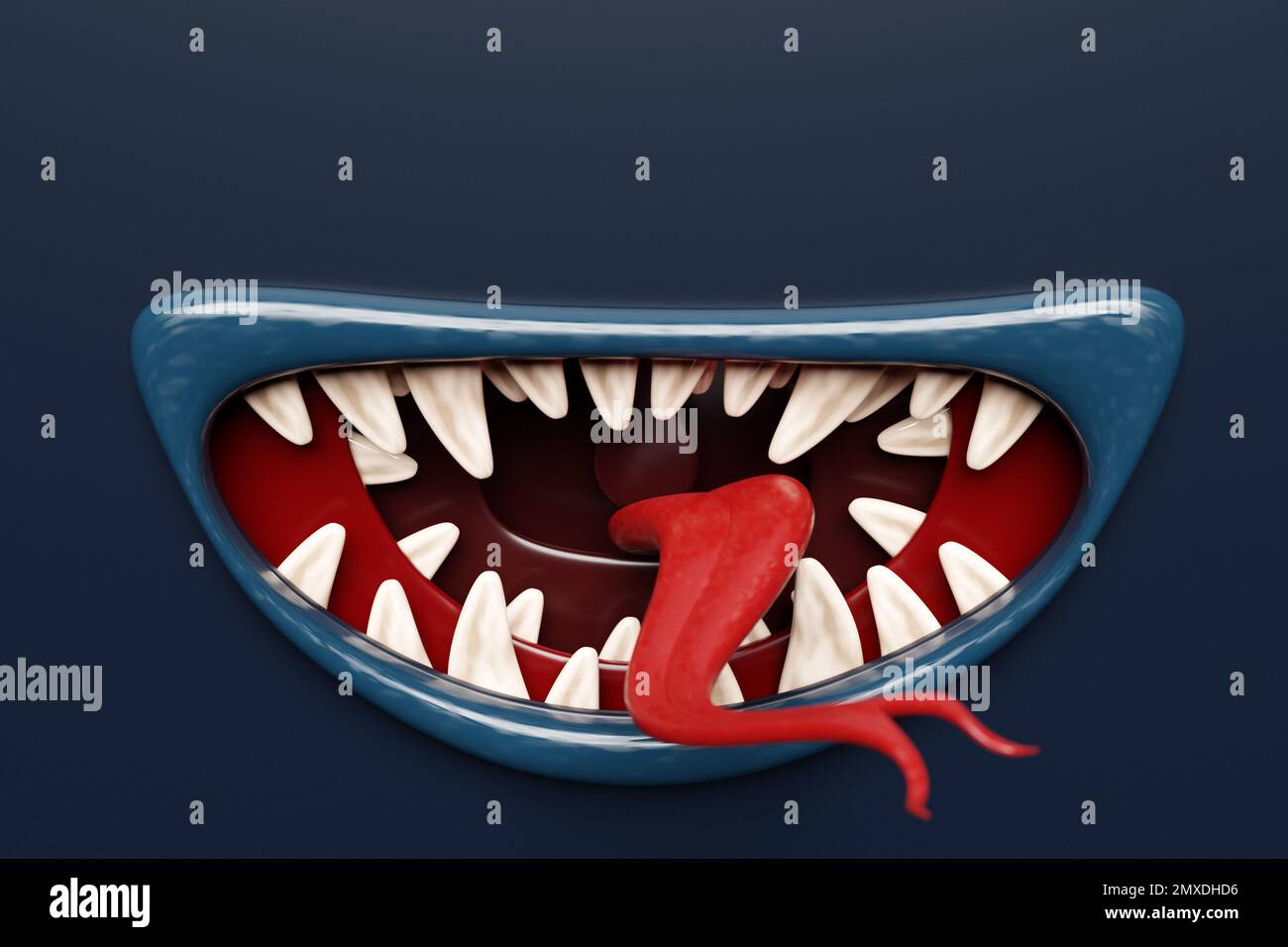 3D illustration fantasy toothy mouth in bright colors. Mouth of ...