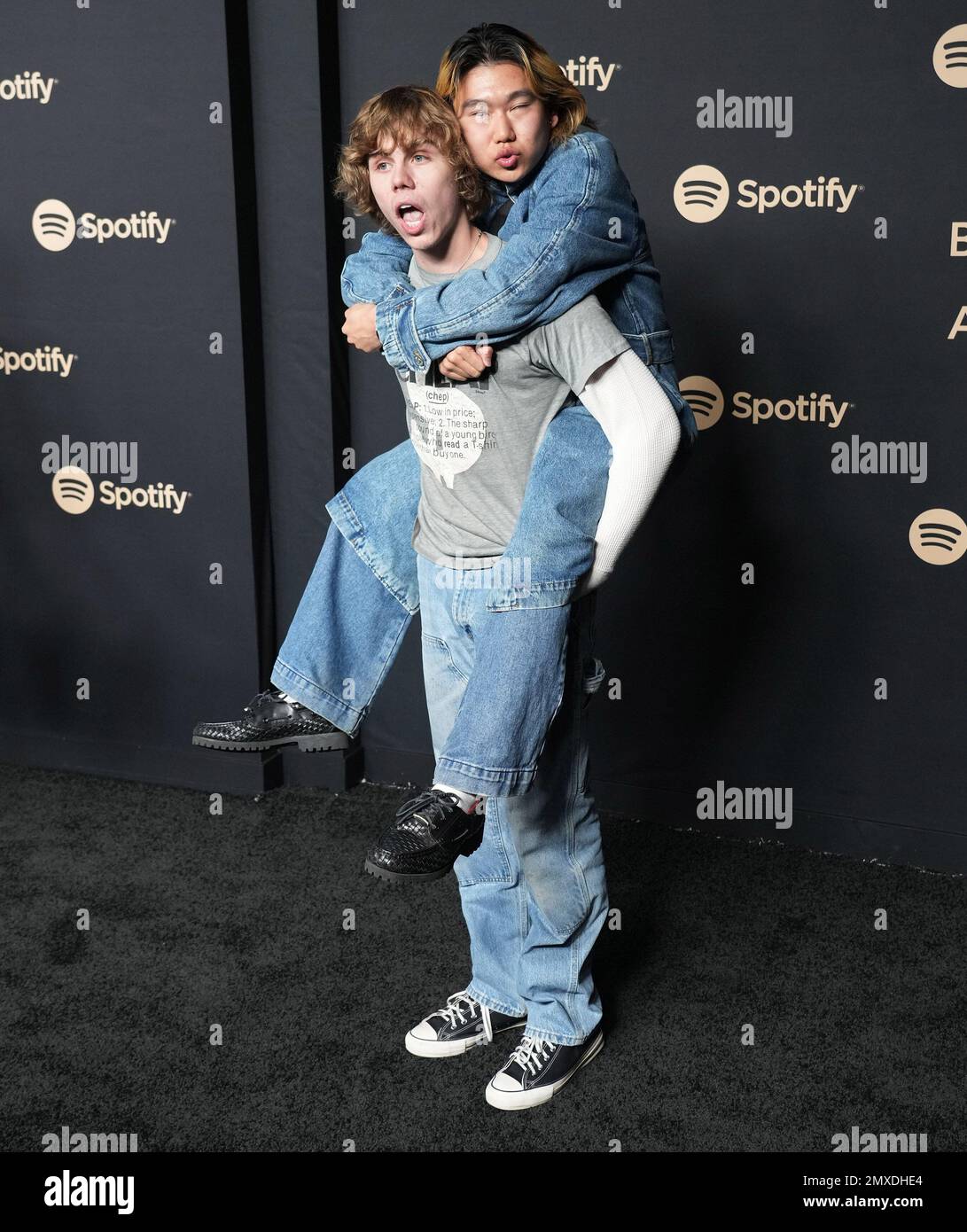 Los Angeles, USA. 02nd Feb, 2023. (L-R) The Kid Laroi and Hyaku arrives ...