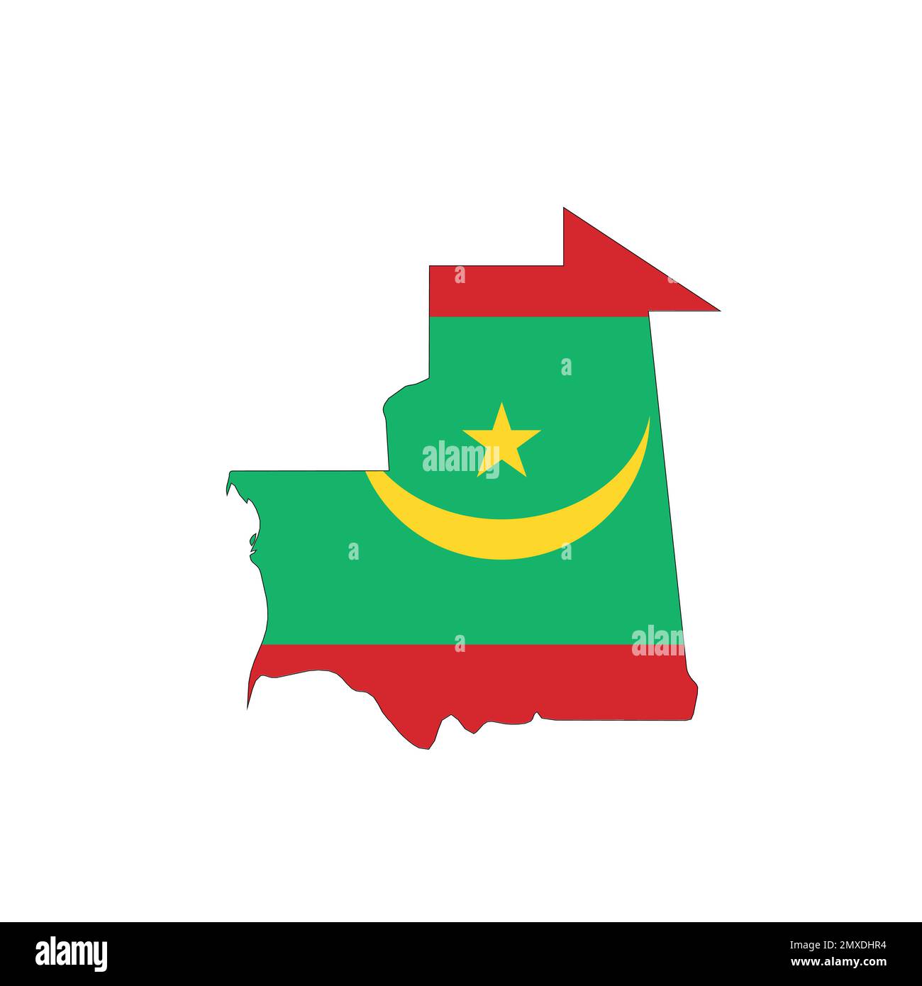 Mauritania national flag in a shape of country map Stock Vector Image ...