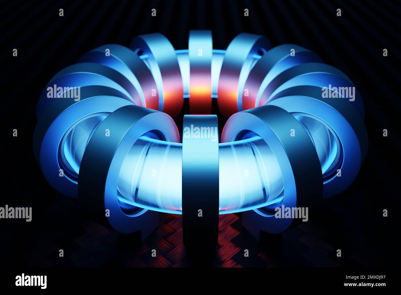 3D illustaration of a blue crystal torus. Fantastic cell.Simple ...