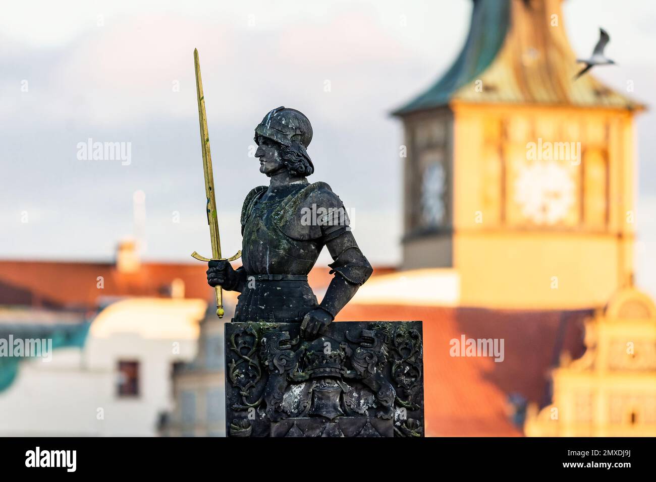 Prague, Czech Republic - December 8 2022: View of Brunswick statue, a ...