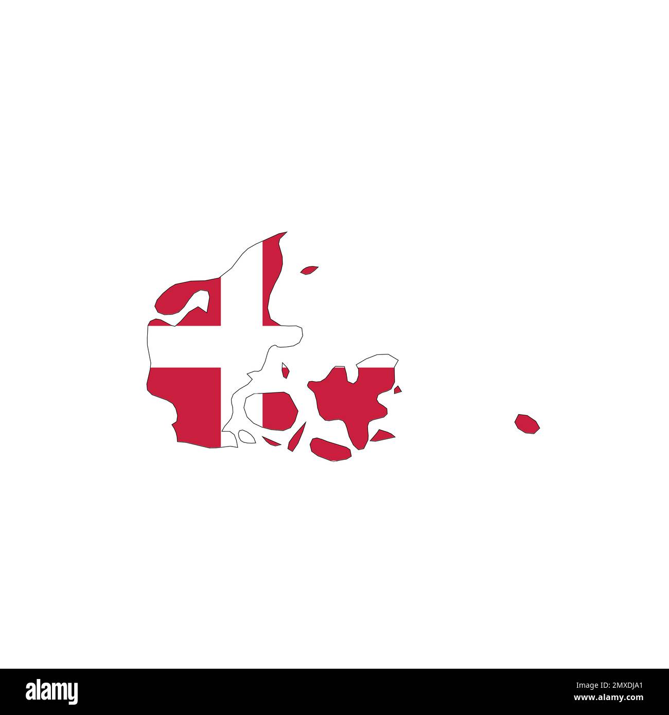 Denmark national flag in a shape of country map Stock Vector Image ...