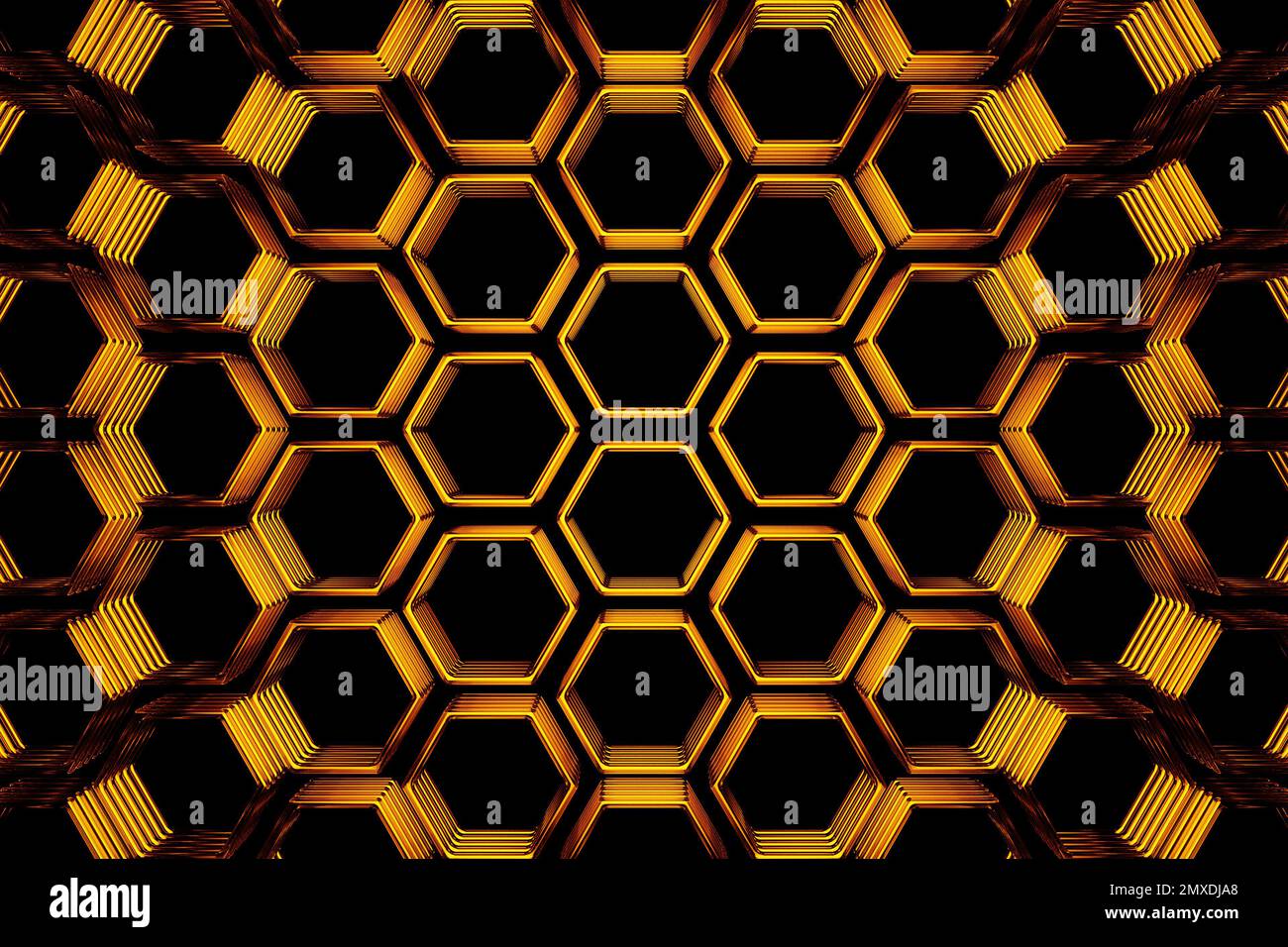 3d illustration of a yellow honeycomb monochrome honeycomb for honey ...