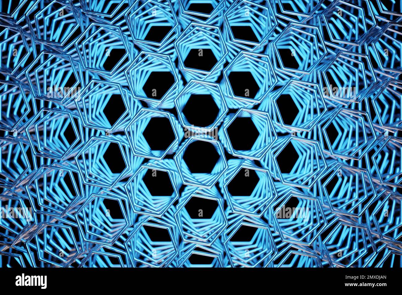 3d illustration of a blue honeycomb monochrome honeycomb for honey ...