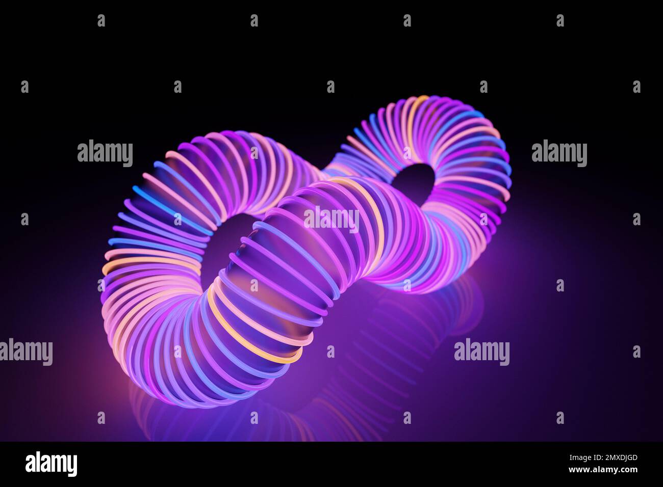 3D illustration, neon illusion isometric abstract shapes colorful ...