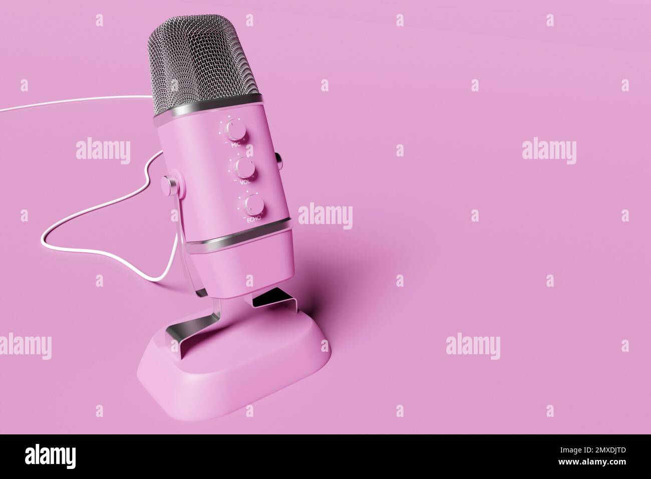 3d illustration, retro pink microphone on color background. Music award ...