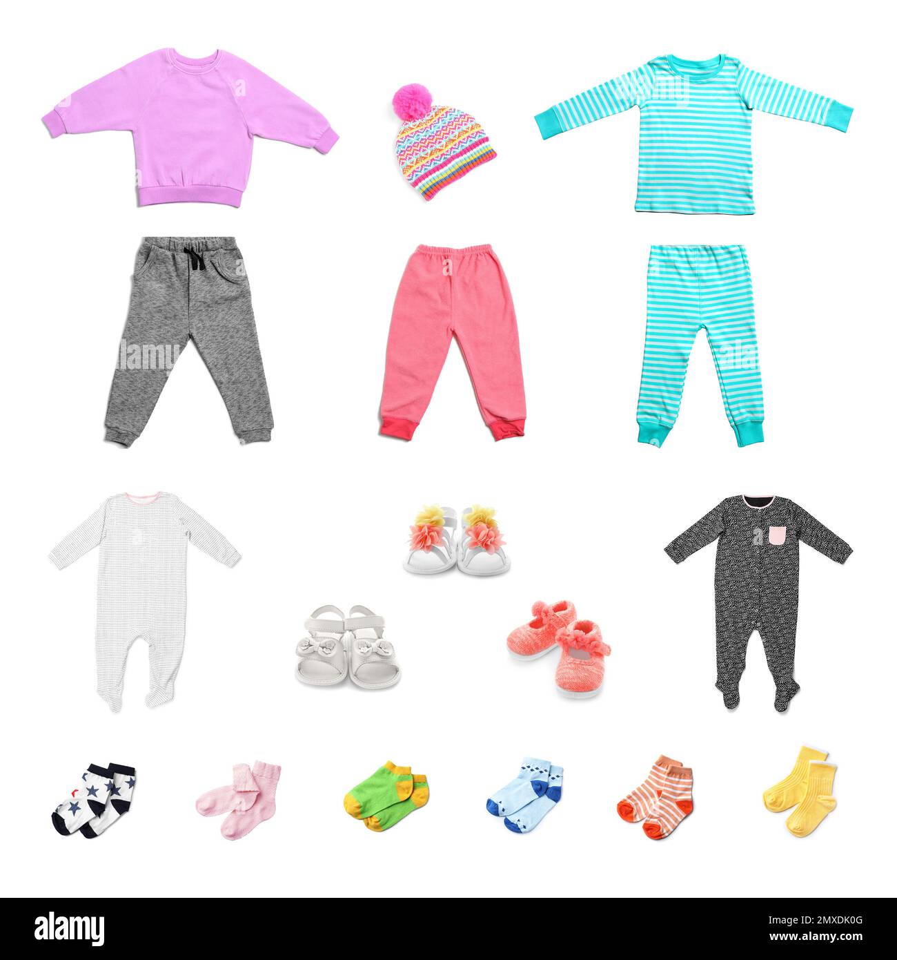 Set with different baby clothes on white background Stock Photo - Alamy